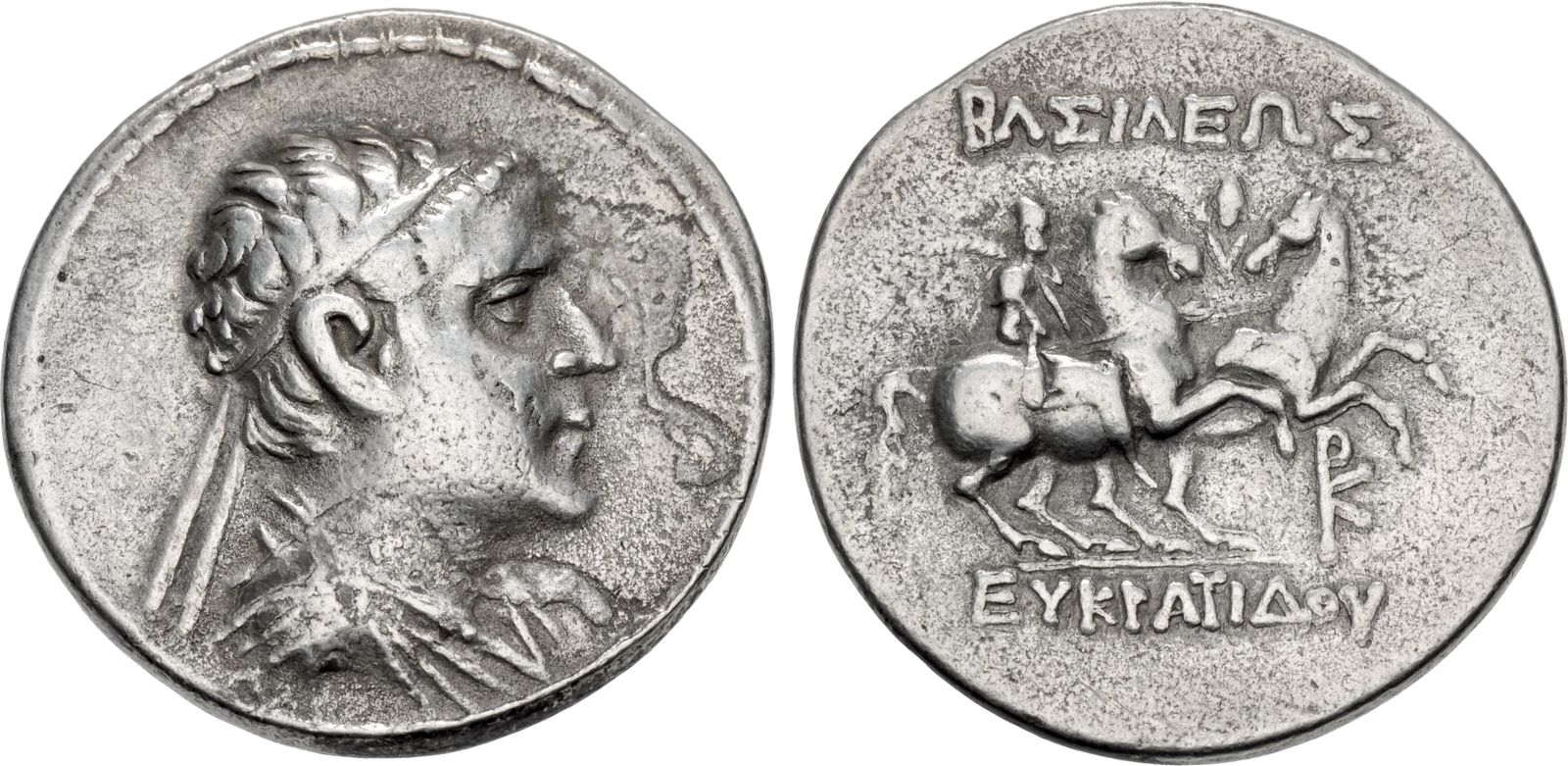 BAKTRIA, Greco-Baktrian Kingdom. Eukratides I Megas. Circa 170-145 BC ...