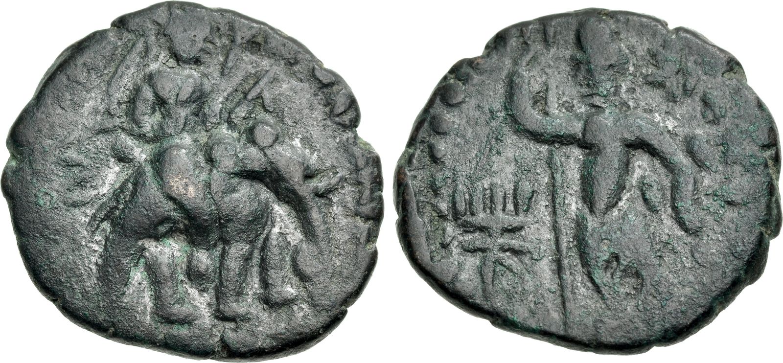 INDIA, Kushan Empire. Huvishka. Circa AD 152-192. CU Tetradrachm (26mm ...