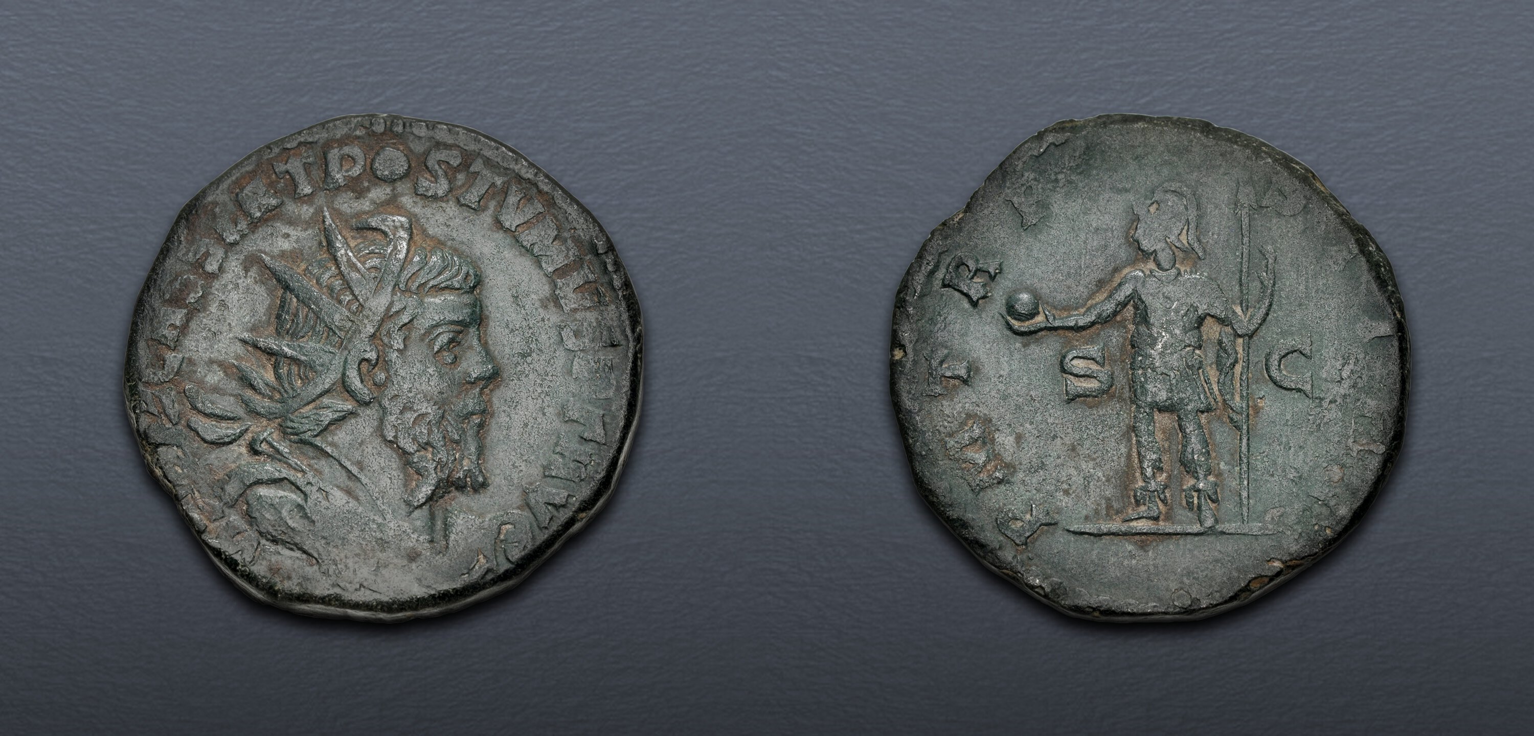Postumus. Romano-Gallic Emperor, AD 260-269. Æ Double Sestertius (30mm ...