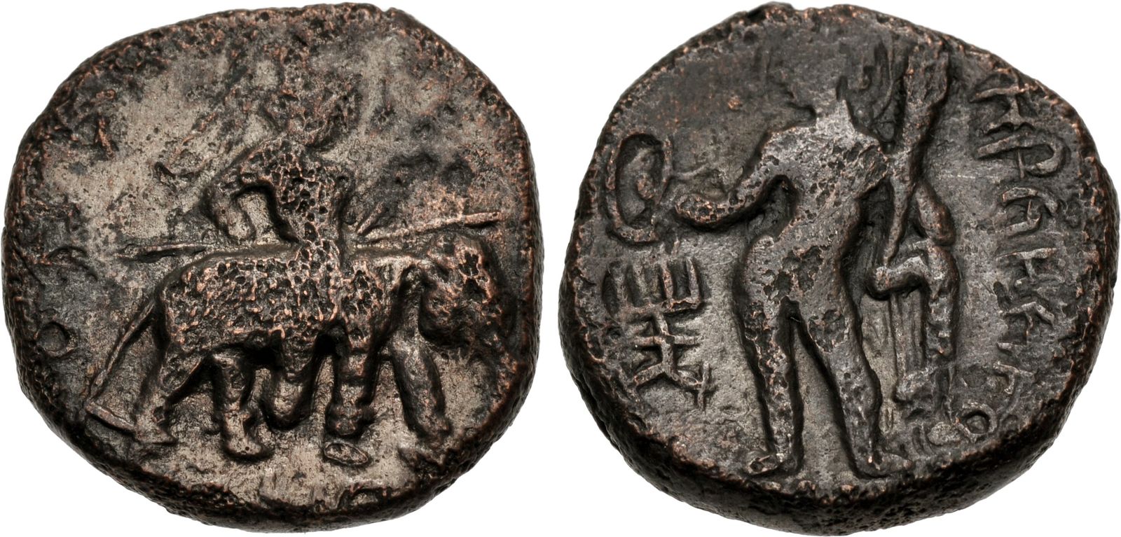 INDIA, Kushan Empire. Huvishka. Circa AD 151-190. CU Tetradrachm (26mm ...