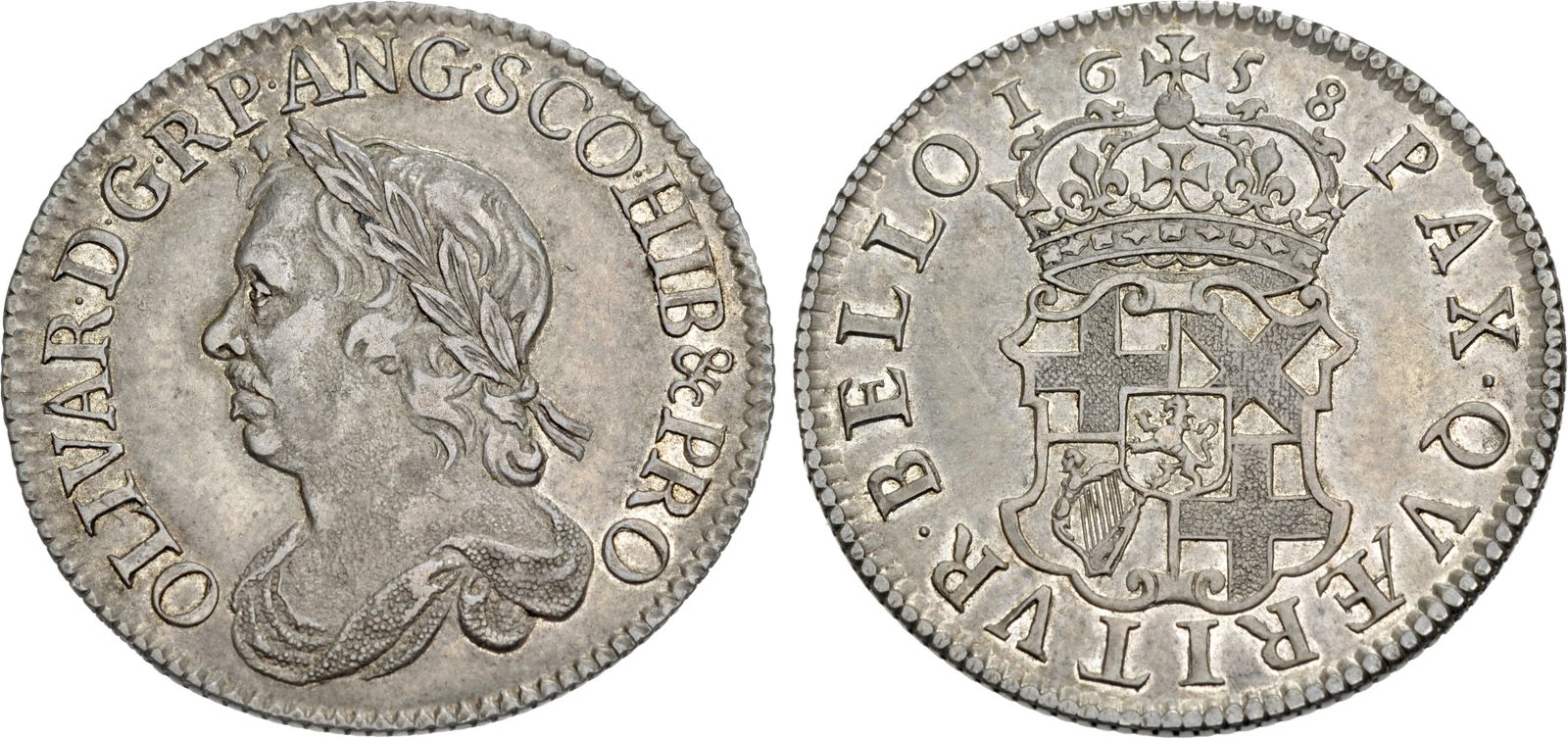 COMMONWEALTH. Oliver Cromwell. Lord Protector, 1653-1658. AR Shilling ...