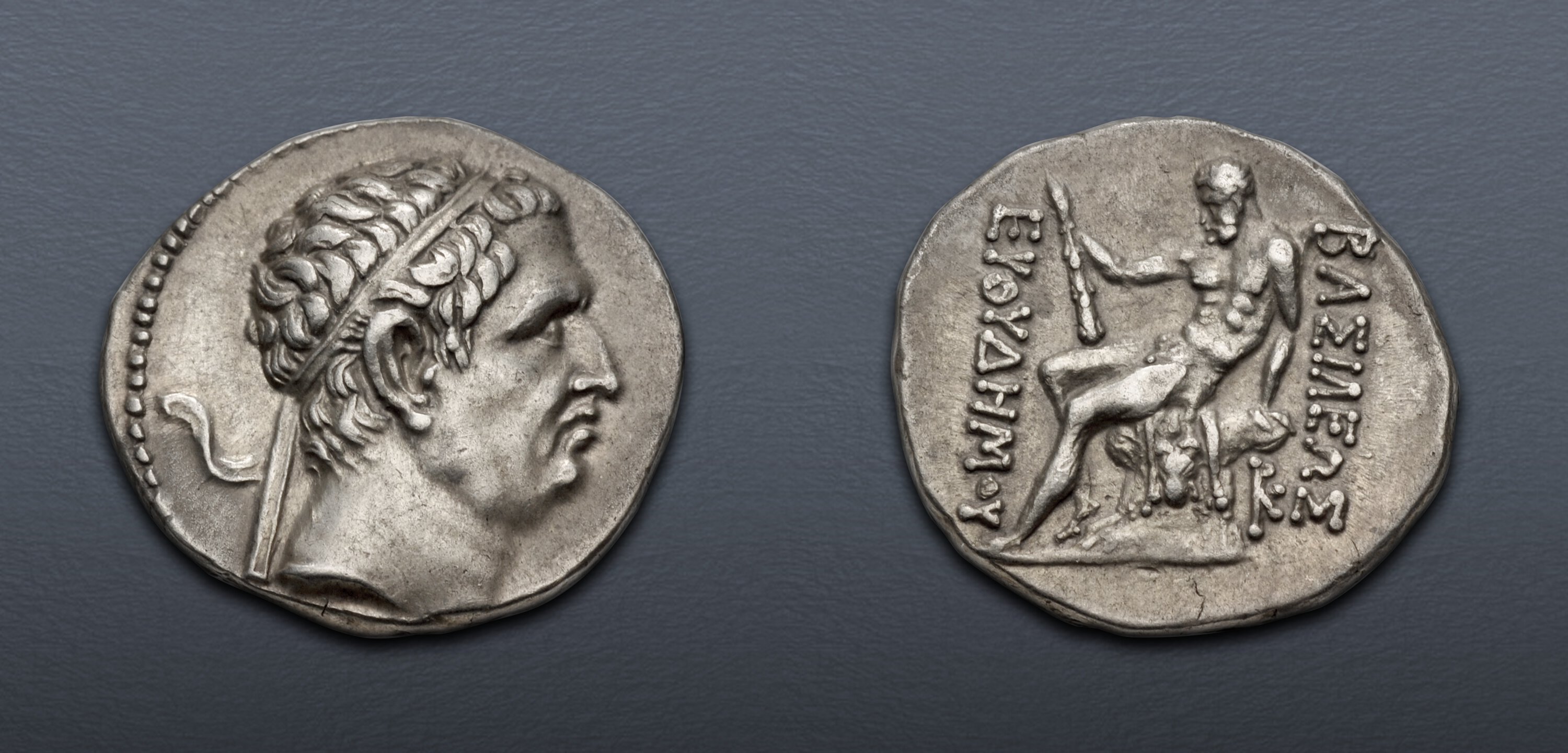 BAKTRIA, Greco-Baktrian Kingdom. Euthydemos I Theos Megas. Circa 225 ...