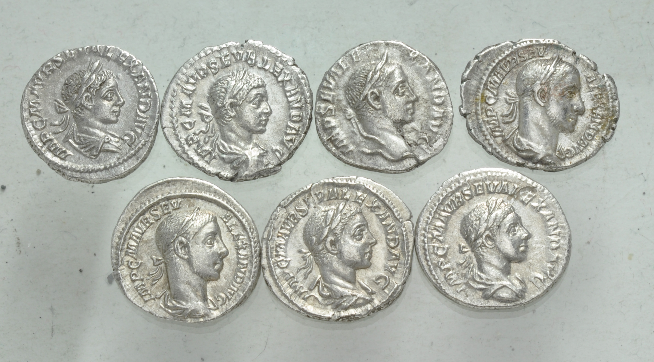 ROMAN. Imperial. Lot of seven (7) AR Denarii of Severus Alexander ...
