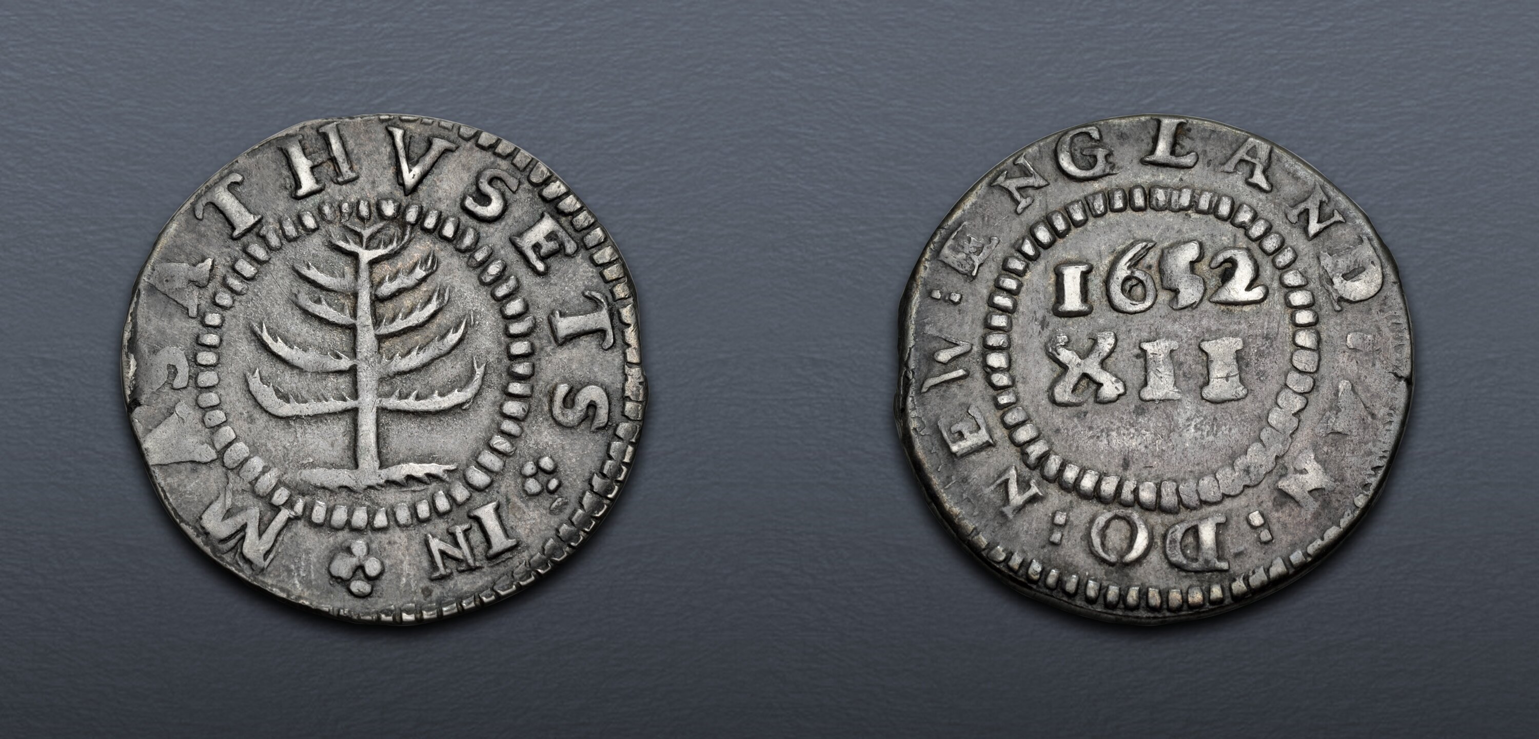 Colonial. 1652 Massachusetts Pine Tree Shilling. Small planchet. Salmon ...