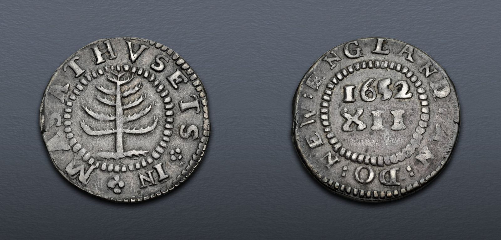 Colonial. 1652 Massachusetts Pine Tree Shilling. Small planchet. Salmon ...