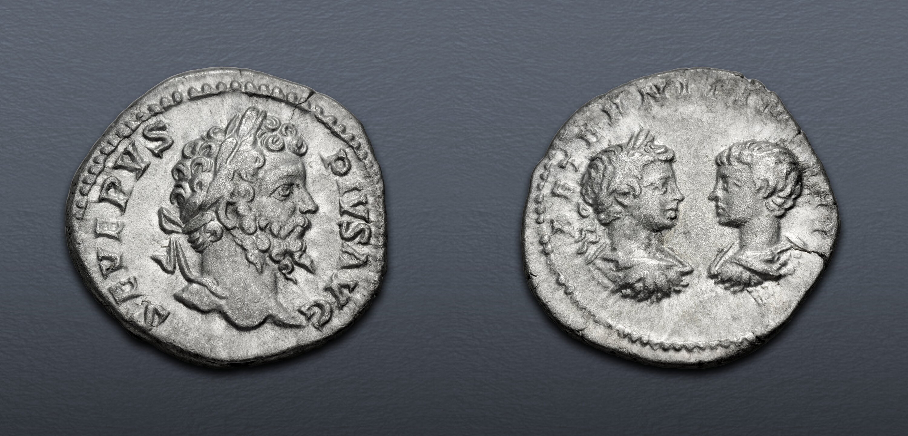 Septimius Severus, with Caracalla and Geta as Caesar. AD 193-211. AR ...