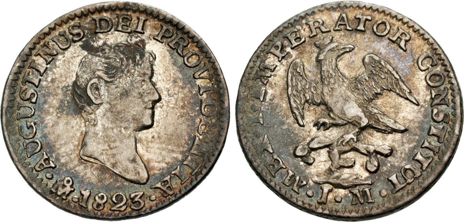 MEXICO, First Mexican Empire. Agustín de Iturbide. 1822-1823. AR 1/2 ...