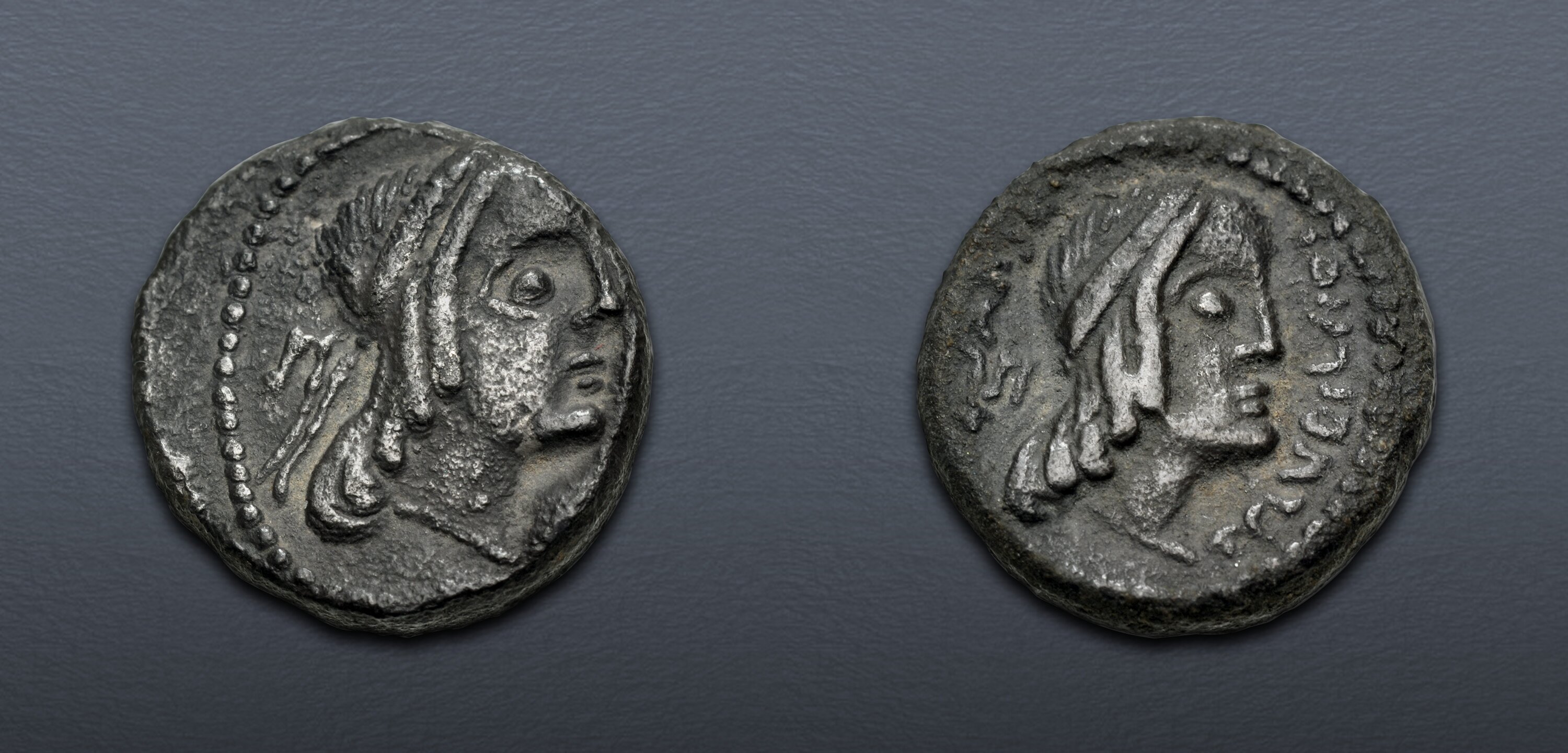 NABATAEA. Obodas II, with Hagaru I. Circa 30-9 BC. AR Sela’ – ”Drachm ...