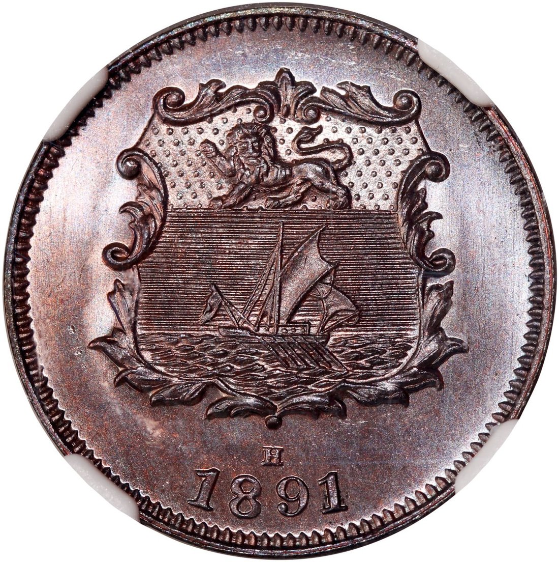 British North Borneo, bronze 1/2 cent, 1891-H, | Spink