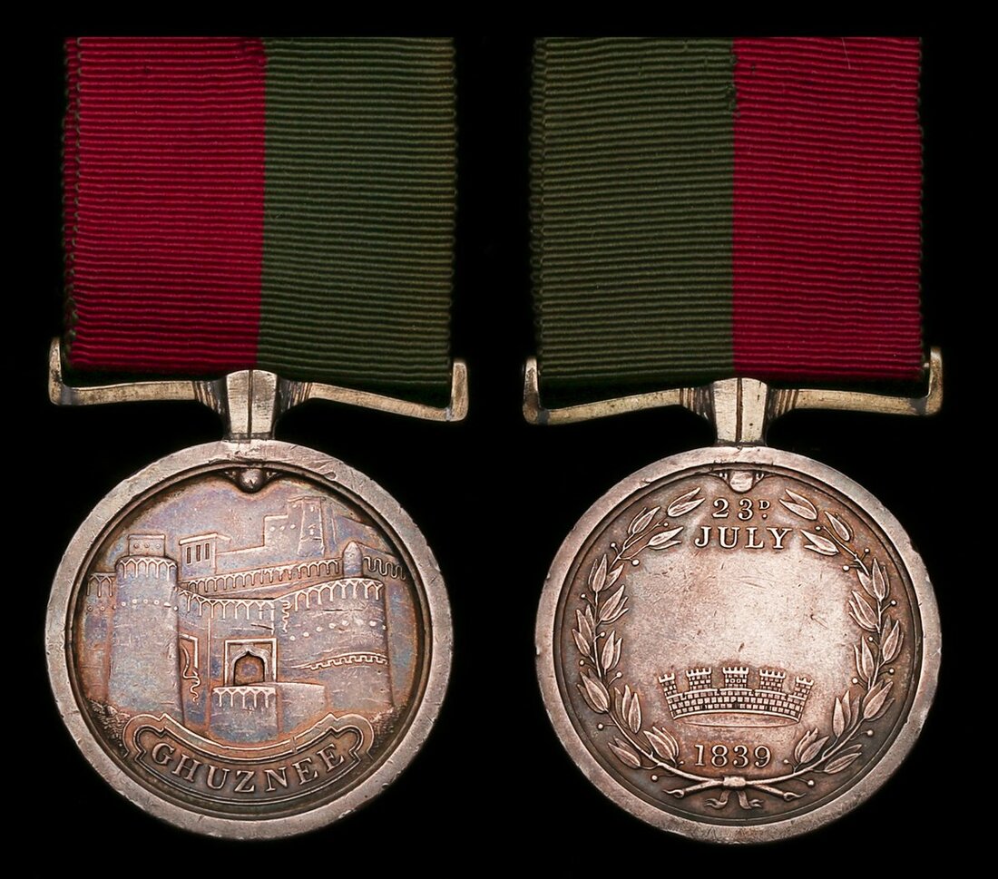 Ghuznee 1839 (Jas Foley, 13th Regt.) naming engraved in fine running ...