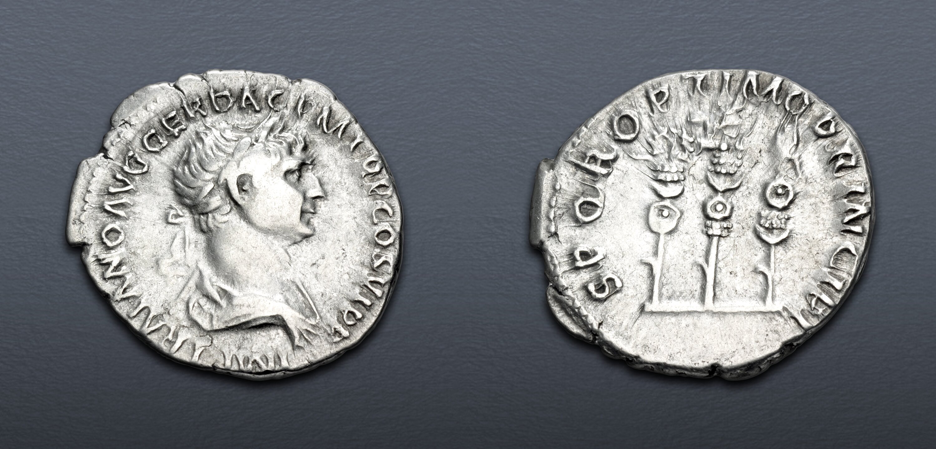 Trajan. AD 98-117. AR Denarius (19.5mm, 3.34 g, 4h). Rome mint. Struck ...