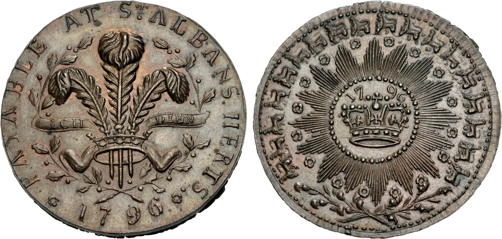 CONDER TOKENS, Hertfordhire. St. Albans. CU Halfpenny Token (29mm, 9.55 ...