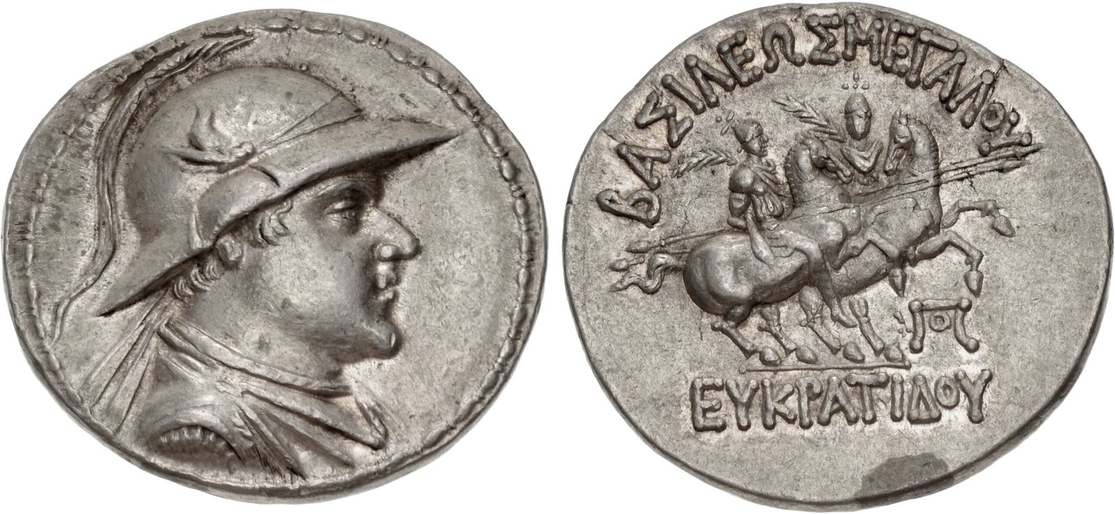 BAKTRIA, Greco-Baktrian Kingdom. Eukratides I Megas. Circa 170-145 BC ...