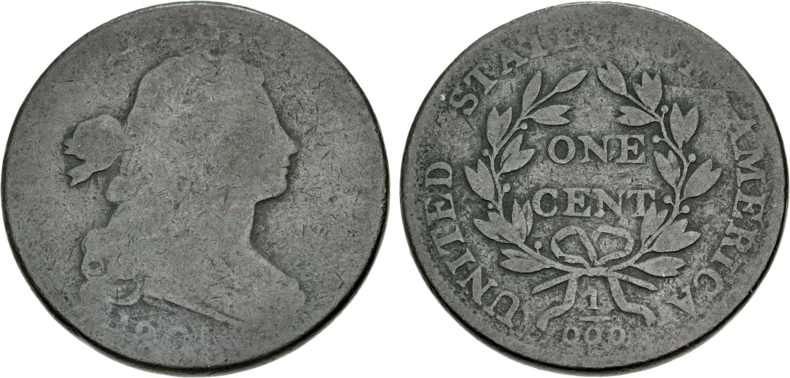 Lot of six (6) Draped Bust Large Cents. All coins About Good ...