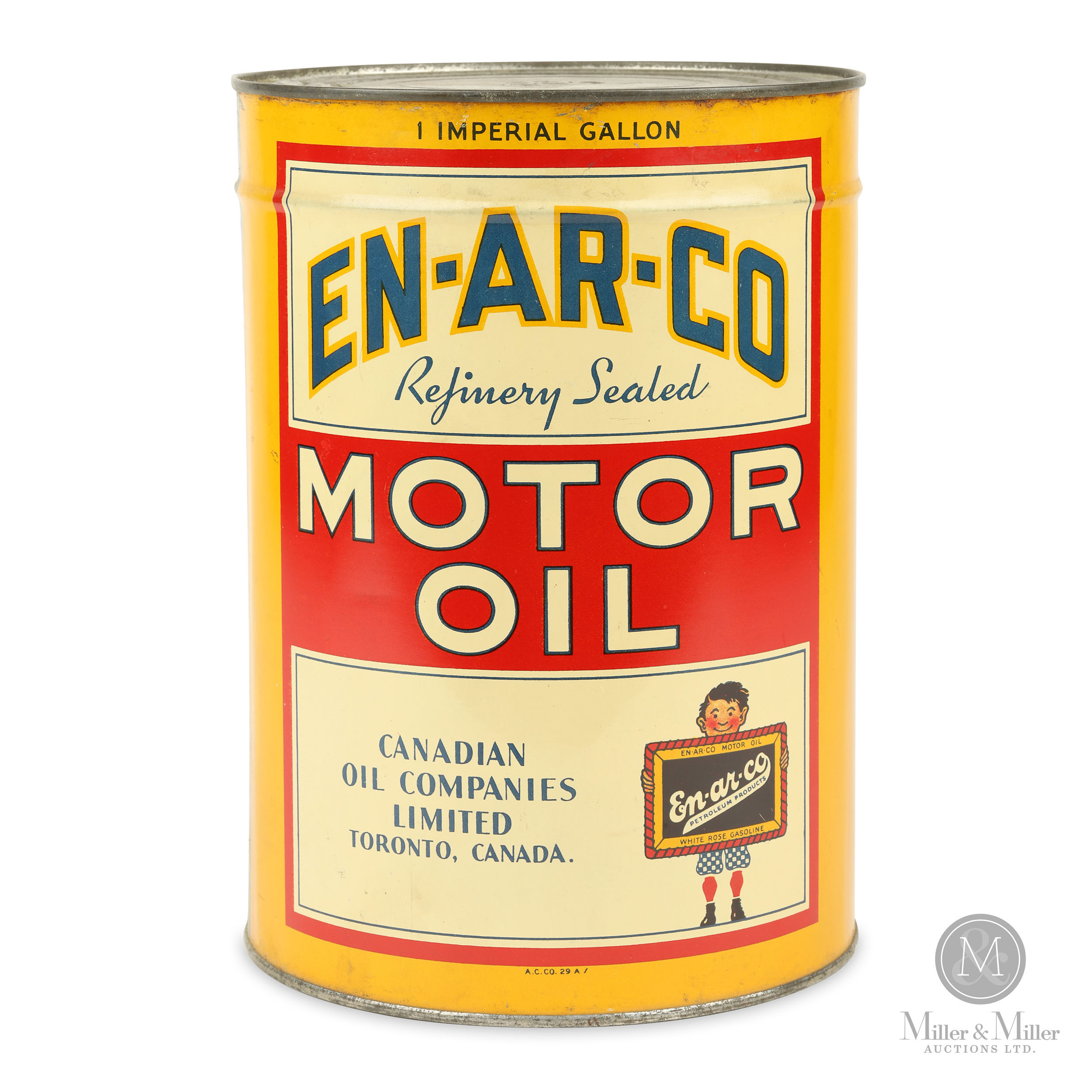 En-ar-co Motor Oil Gallon Tin | Barnebys