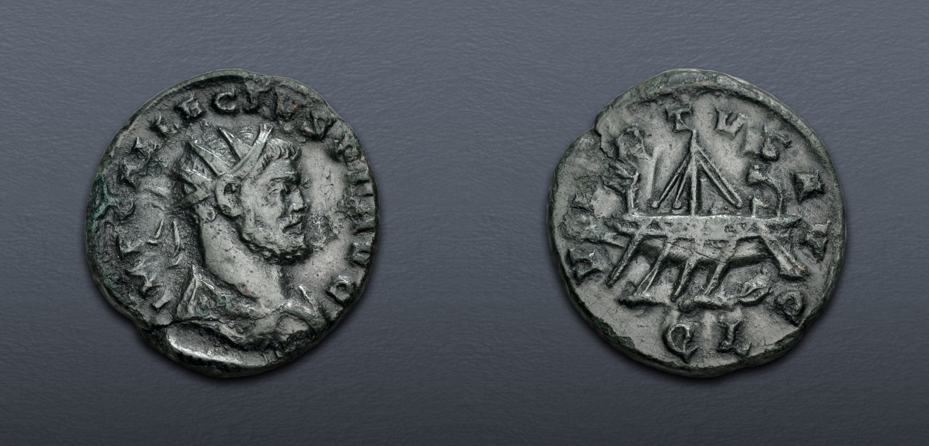 Allectus. Romano-British Emperor, AD 293-296. Quinarius (18mm, 2.86 g ...