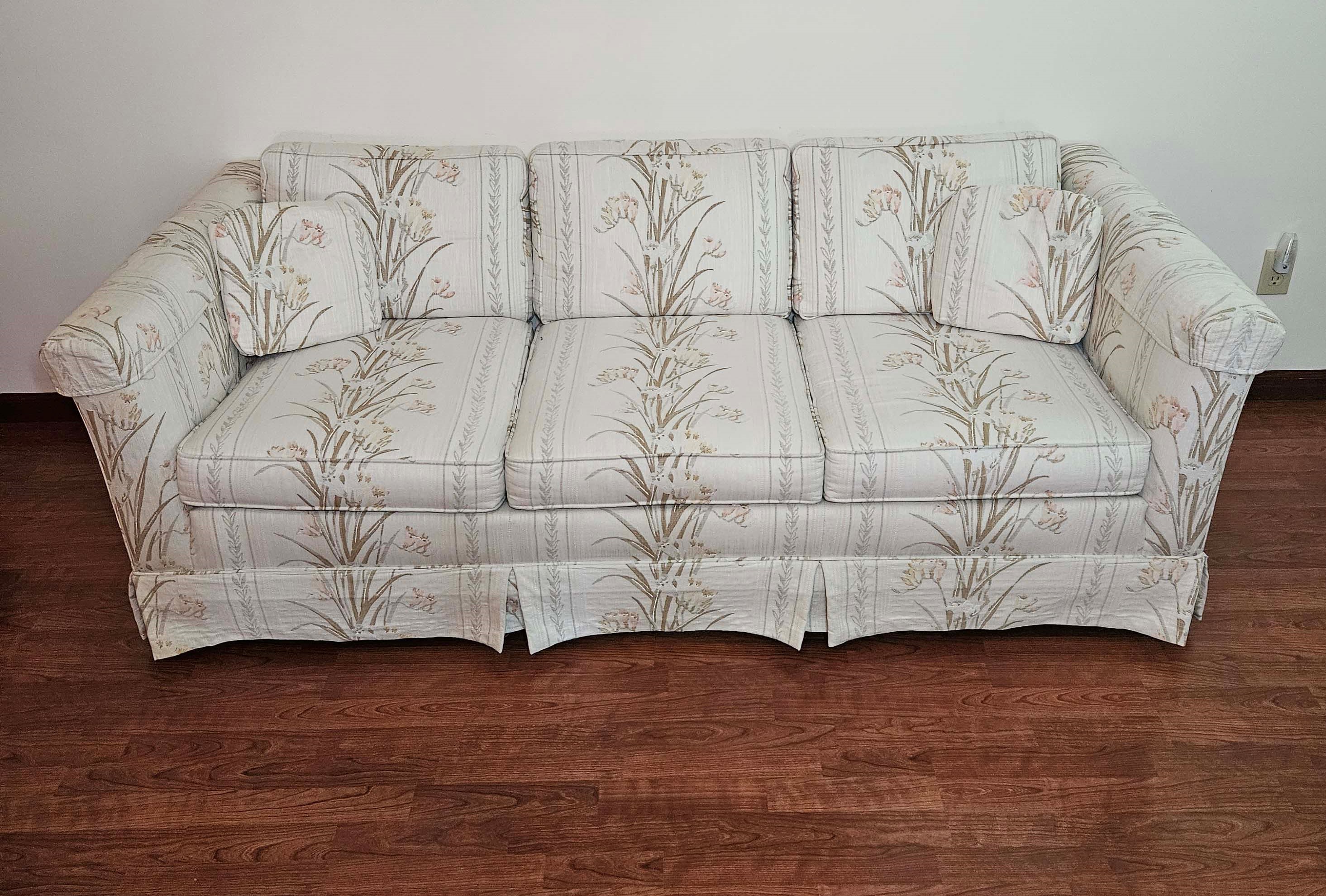 Mid Century Vintage Floral 3 Seat Sofa Asian Styling Armstrong Family Estate Services