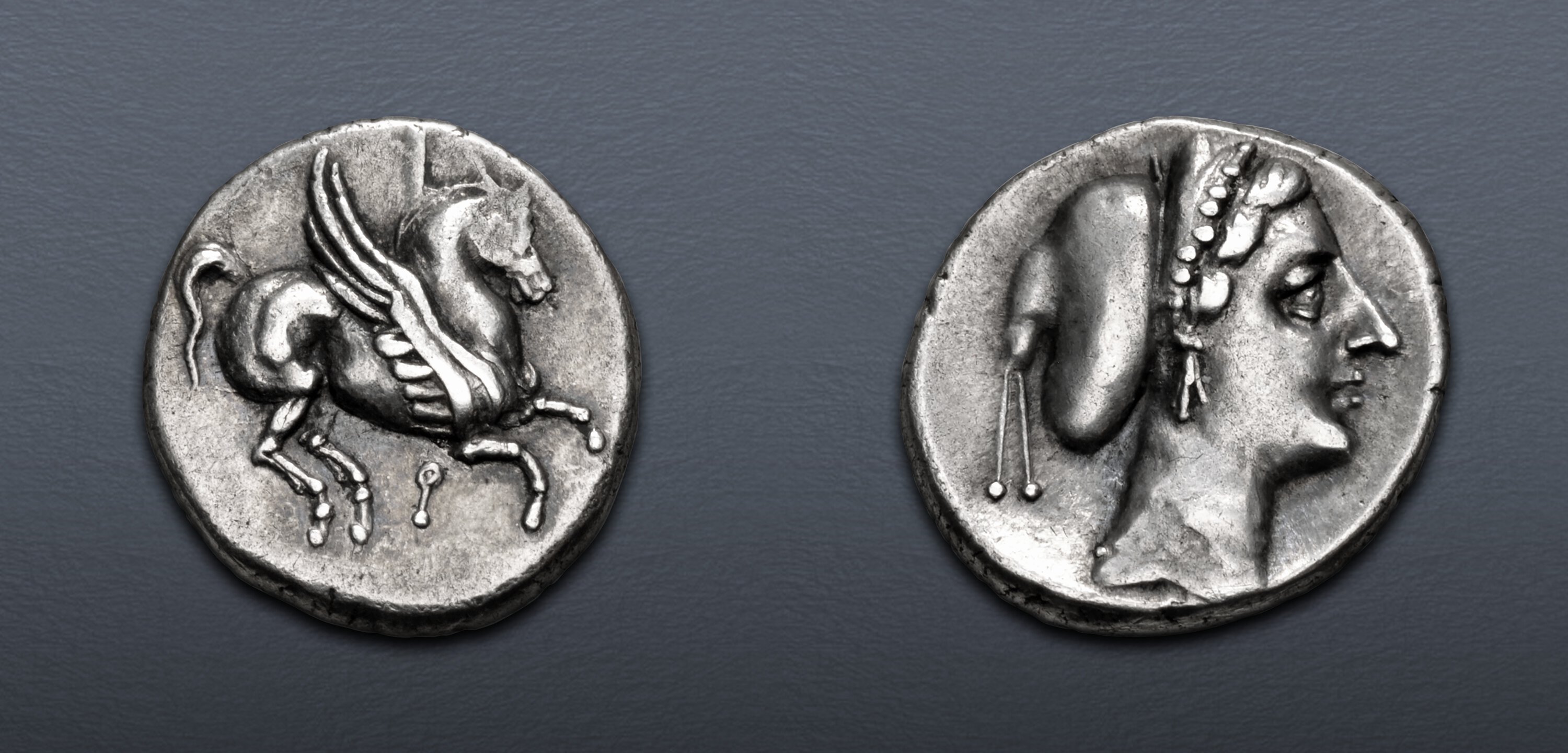 CORINTHIA, Corinth. Circa 350/45-285 BC. AR Drachm (17mm, 2.42 g, 6h ...