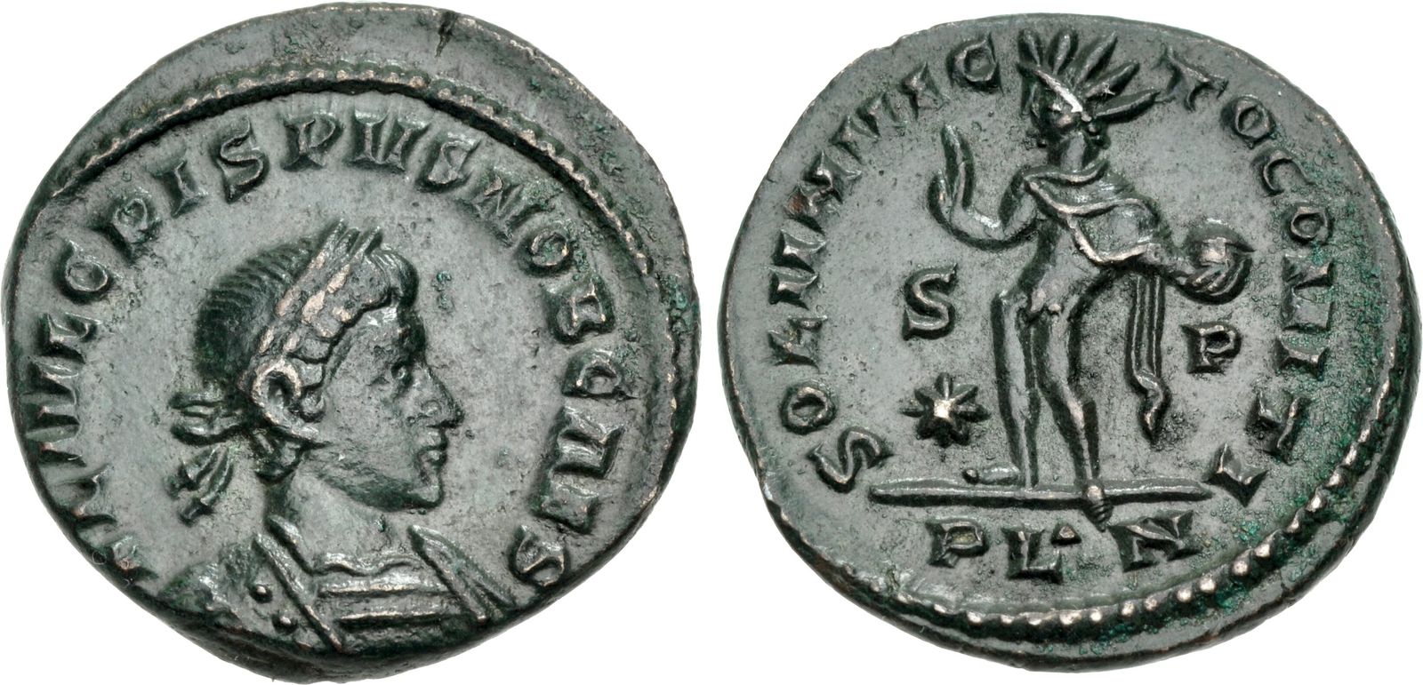 Crispus. Caesar, AD 316-326. Æ Follis (19mm, 3.22 g, 7h). Londinium ...