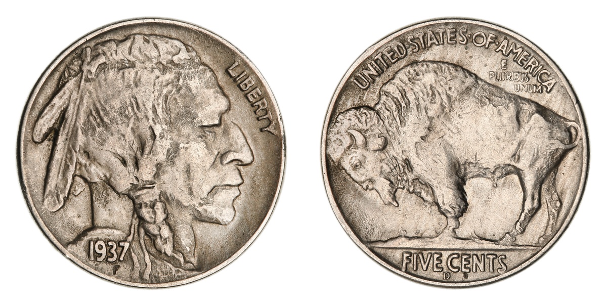 NGC AU55 | USA, 'Three Leg' Variety, Buffalo Five-Cents, 1937 D, Denver ...