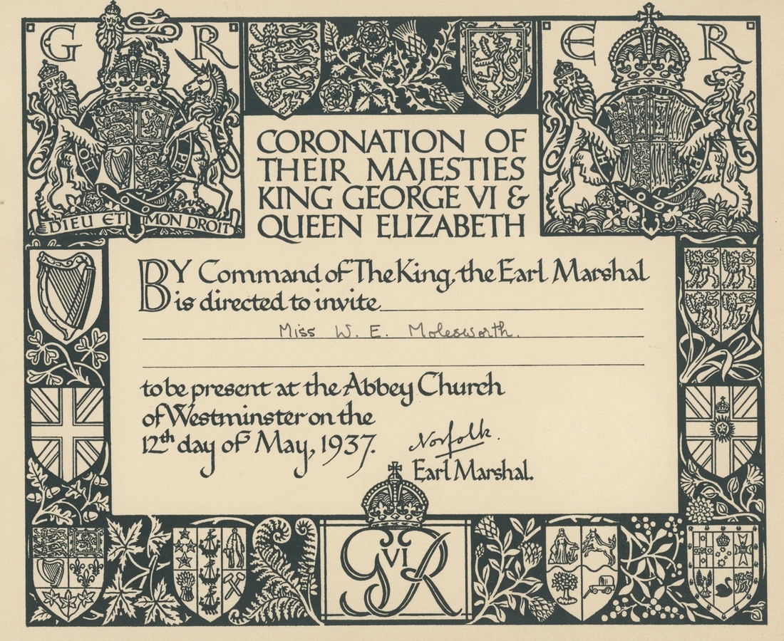 Great Britain Coronation King George VI 1937 Invitation from the Earl ...