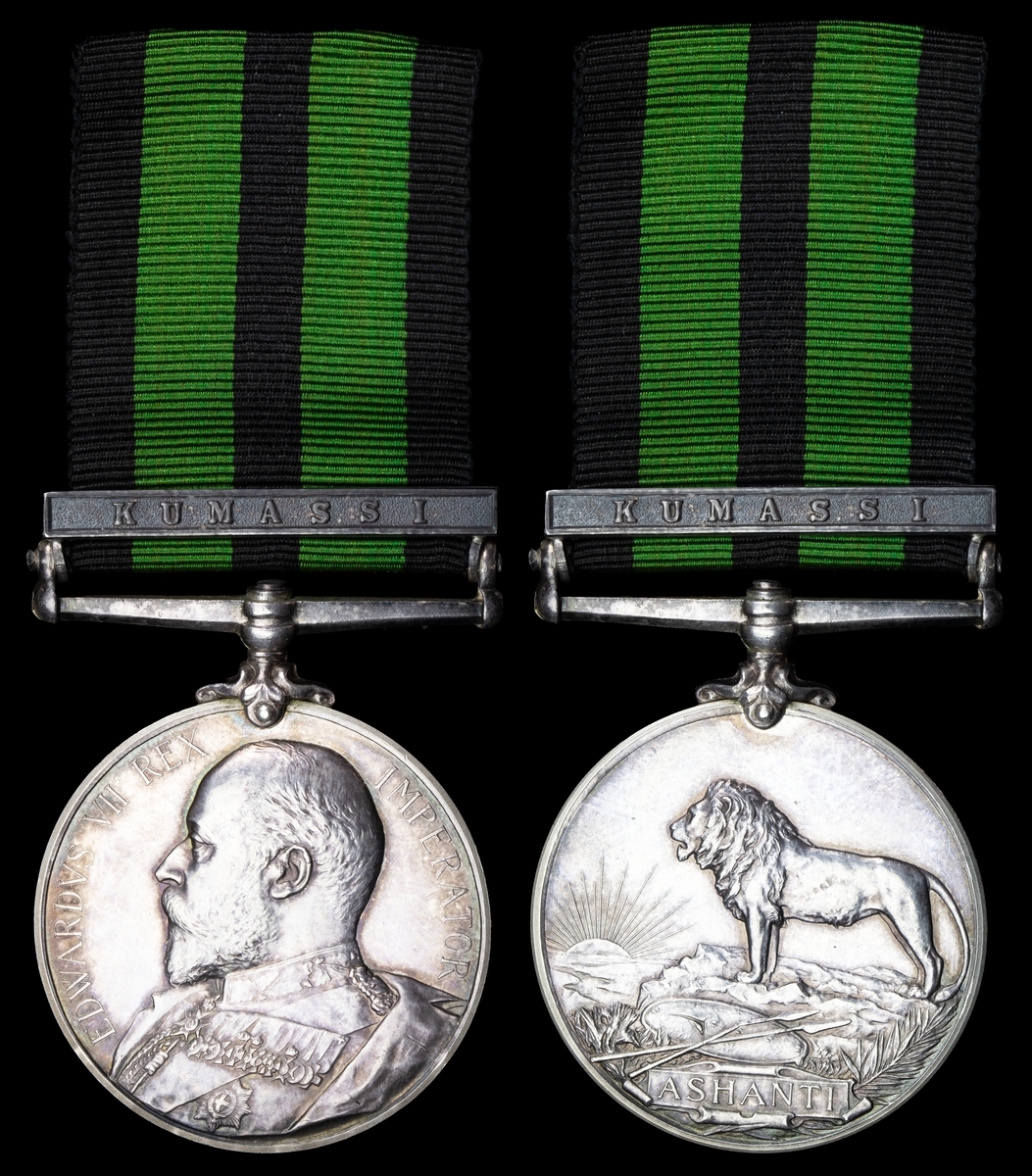 Ashanti 1900, silver, 1 clasp, Kumassi (41 Serjt: J. Fever. G.C.C ...