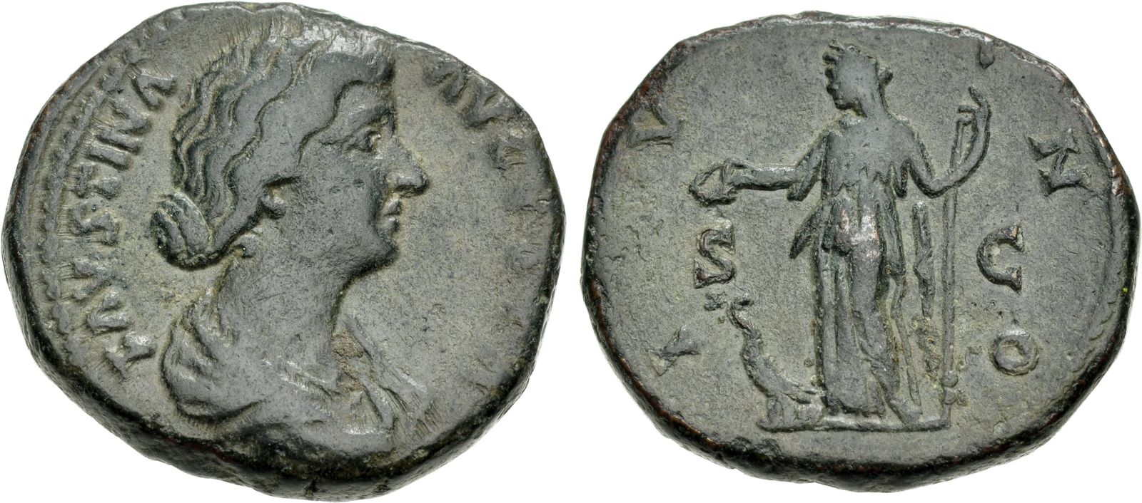 Faustina Junior. Augusta, AD 147-175. Æ As (25mm, 12.29 g, 11h). Rome ...