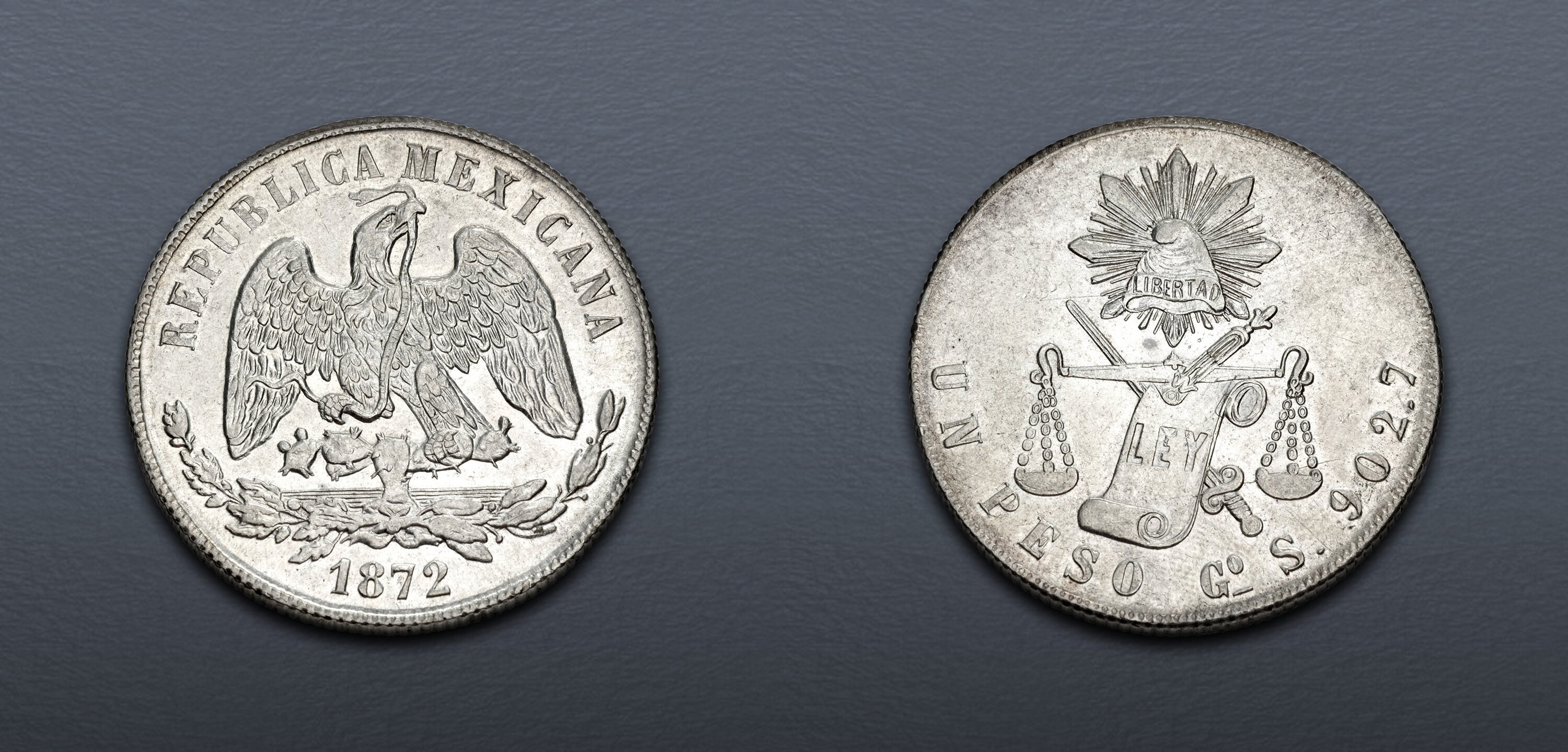 MEXICO, Second Republic. 1867-1905. AR Peso (38mm, 26.99 g, 6h ...
