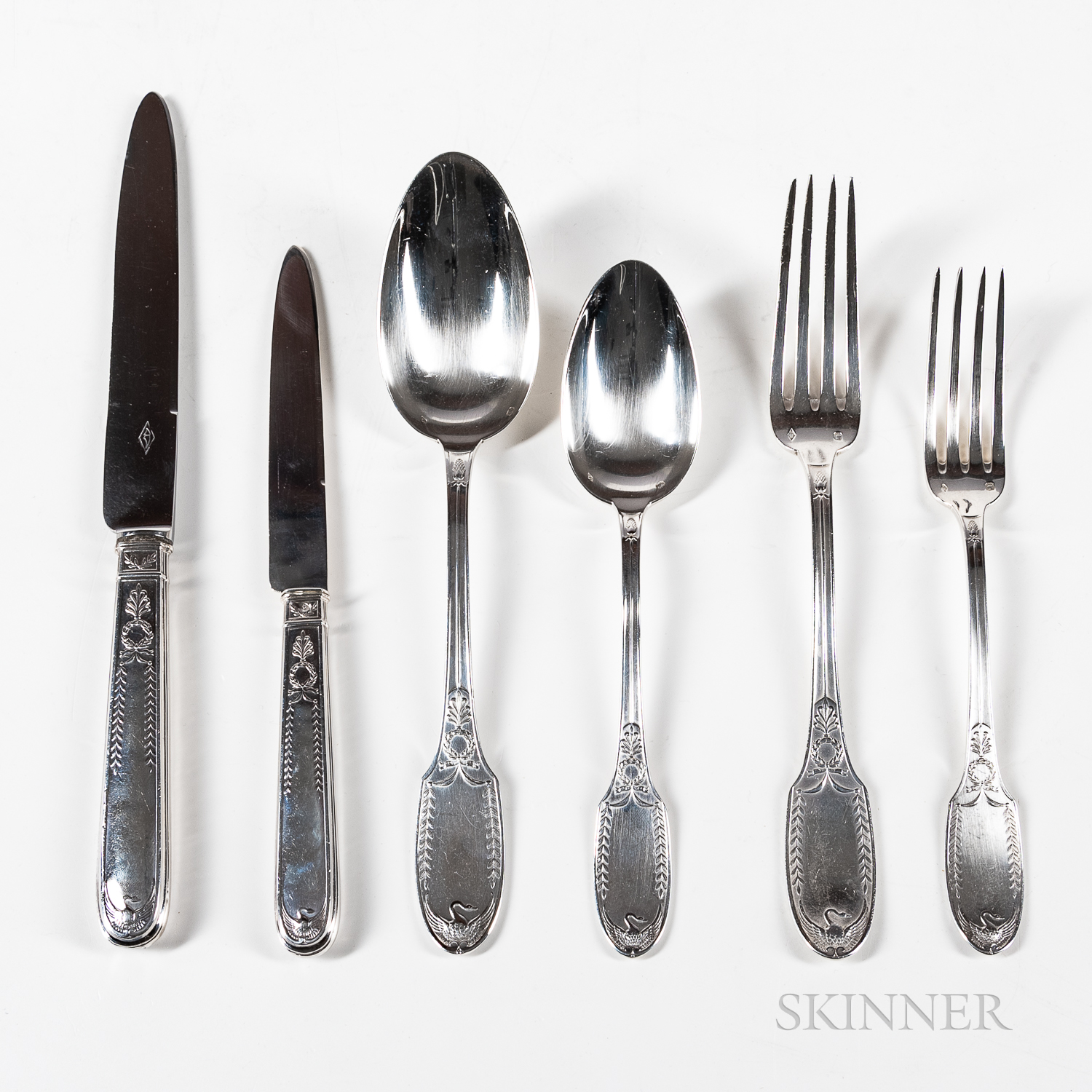 French Empire Pattern Sterling Silver Flatware Set | Barnebys