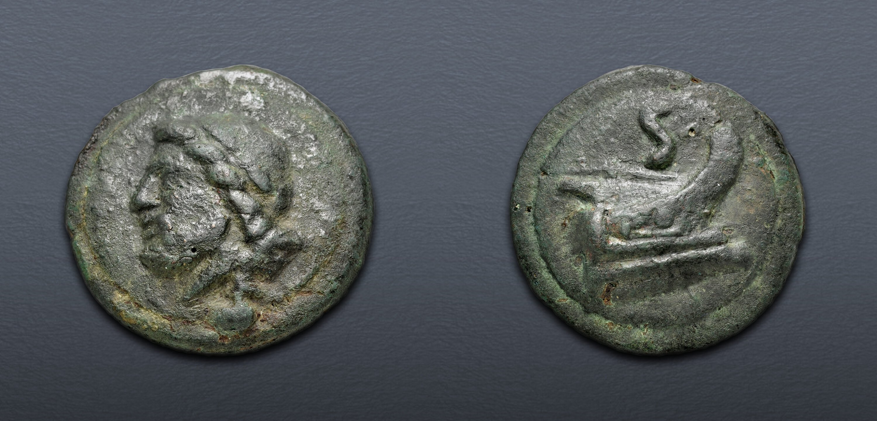 Anonymous. Circa 225-217 BC. Æ Aes Grave Semis (50mm, 122.30 g, 12h ...
