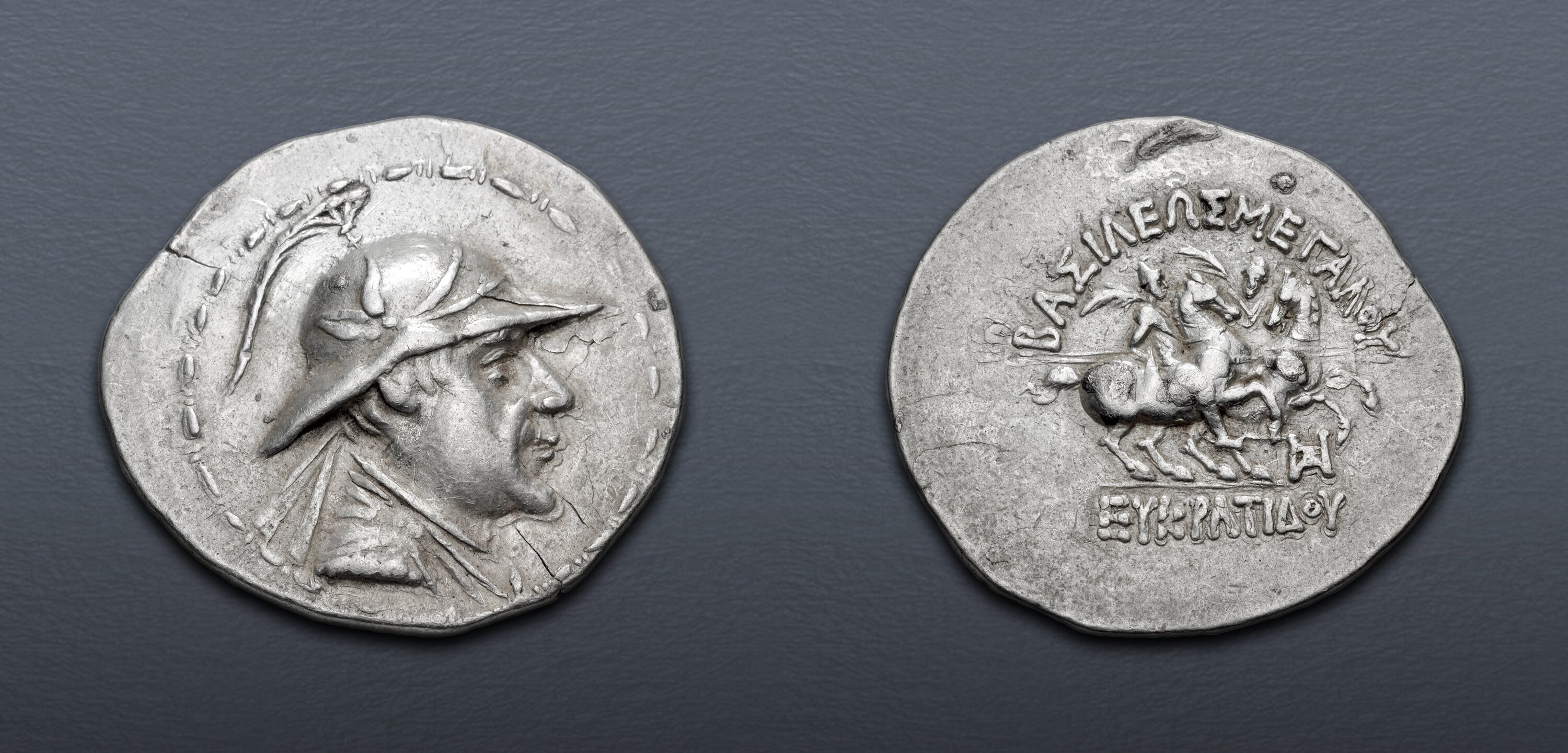 BAKTRIA, Greco-Baktrian Kingdom. Eukratides I Megas. Circa 170-145 BC ...