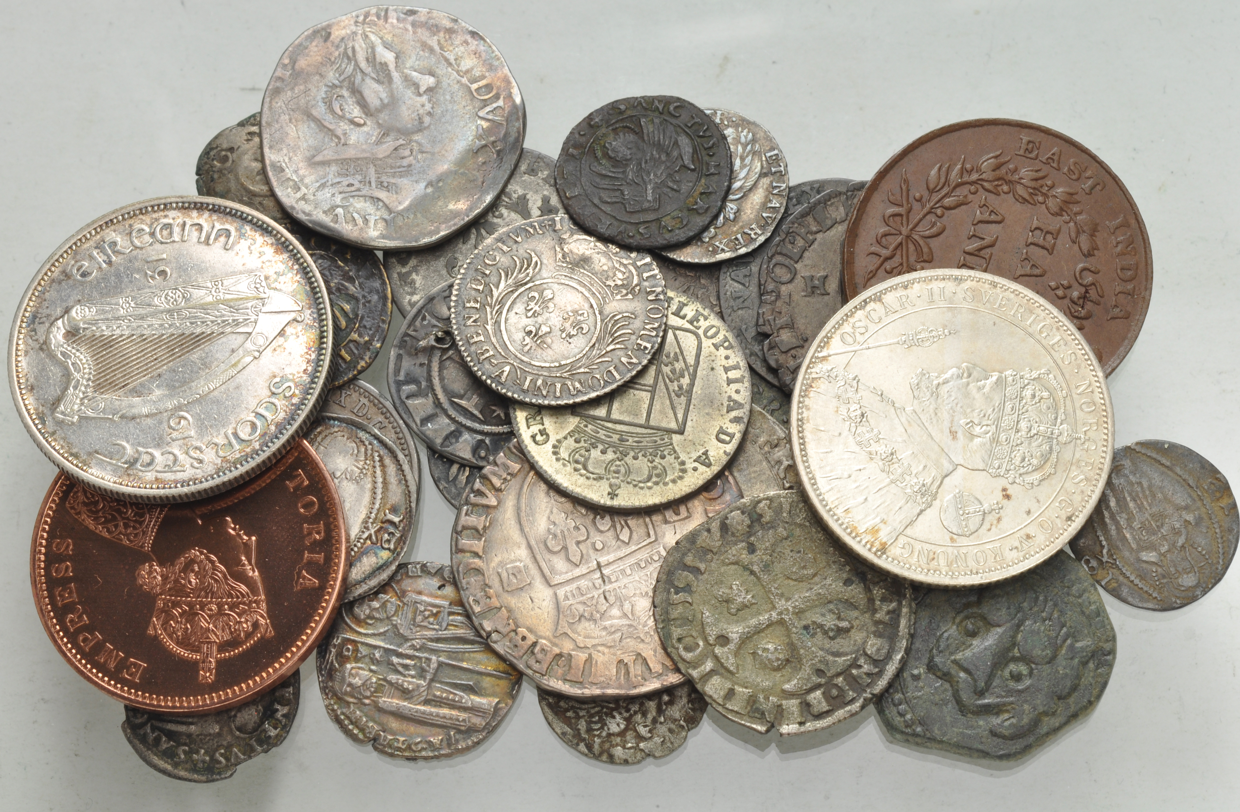 WORLD. Miscellaneous. Lot of thirty (30) silver, billon, and bronze ...