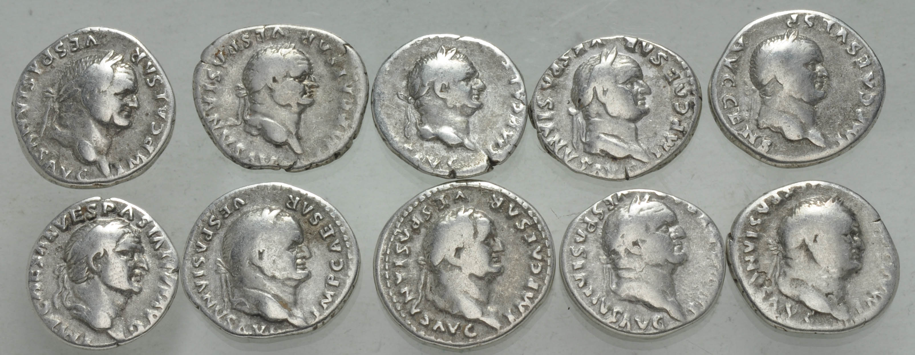 ROMAN. Imperial. Lot of ten (10) AR Denarii of Vespasian. | Classical ...