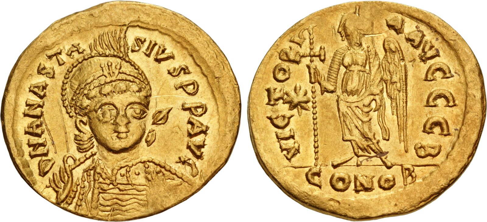 Anastasius I. 491-518. AV Solidus (20mm, 3.98 g, 7h). Constantinople ...