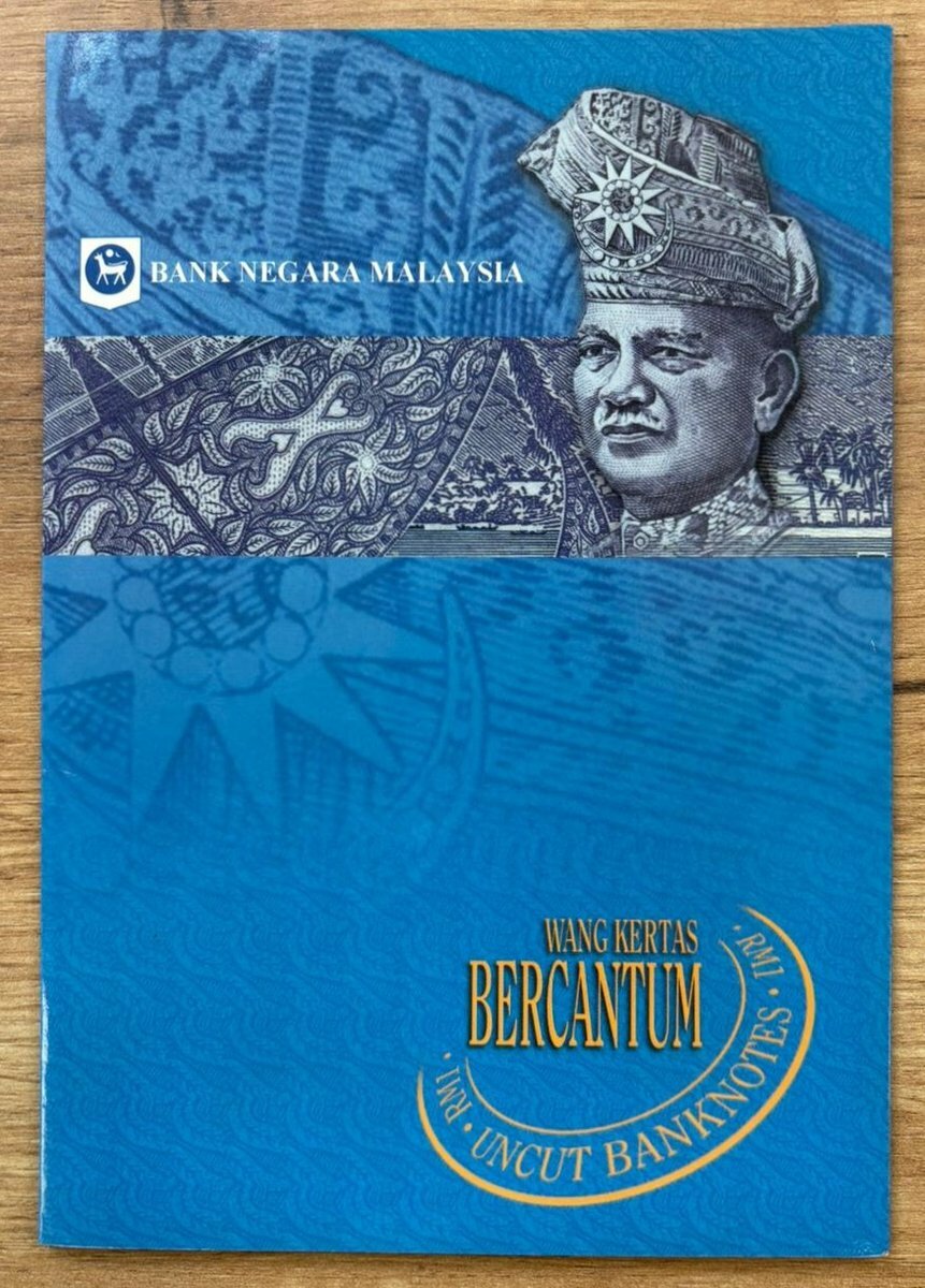 Bank Negra, Malaysia, [3 notes] collectors' booklet of uncut sheet of 1 ...