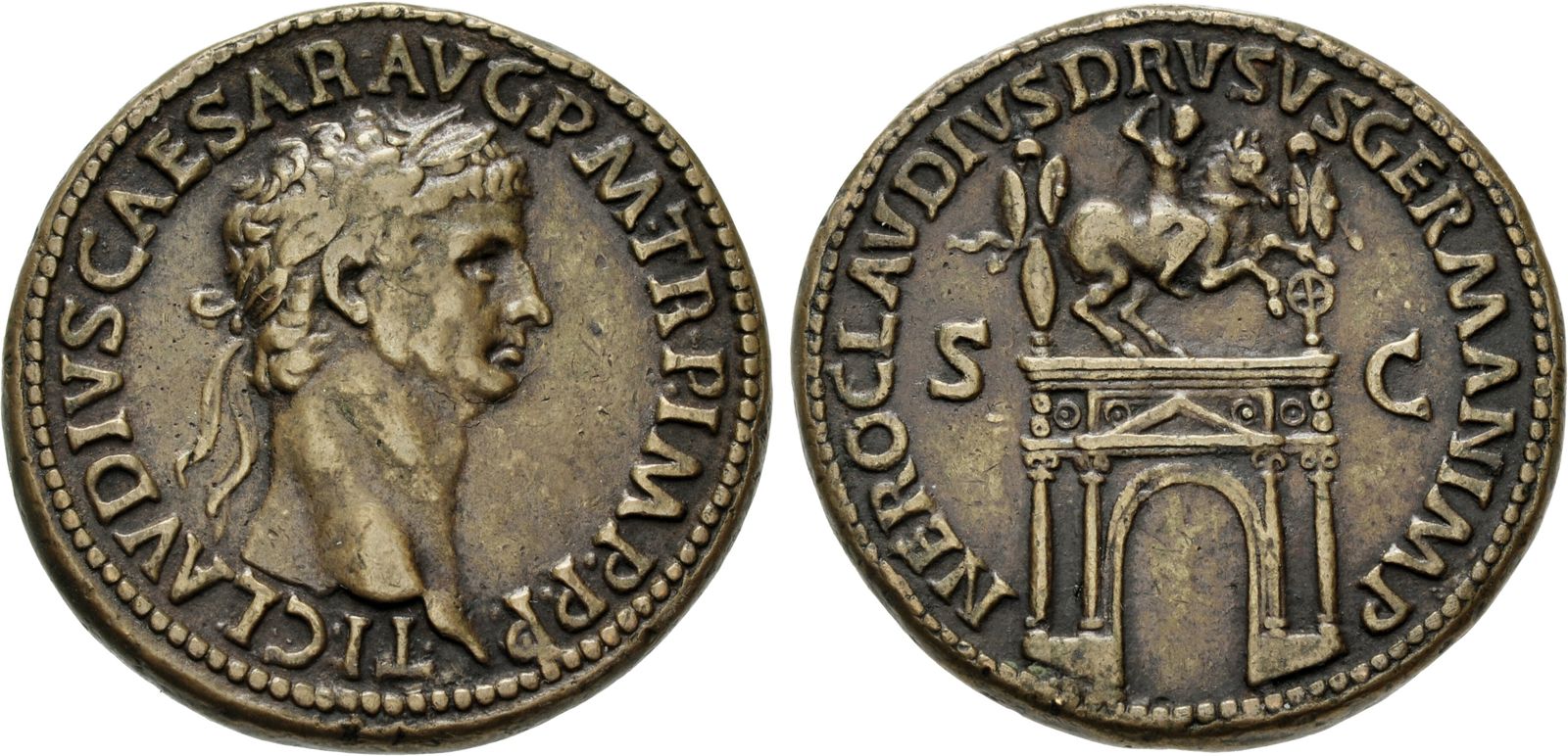 ANCIENT THEMES. Claudius. AD 41-54. Cast Æ “Sestertius” (34mm, 19.53 g ...