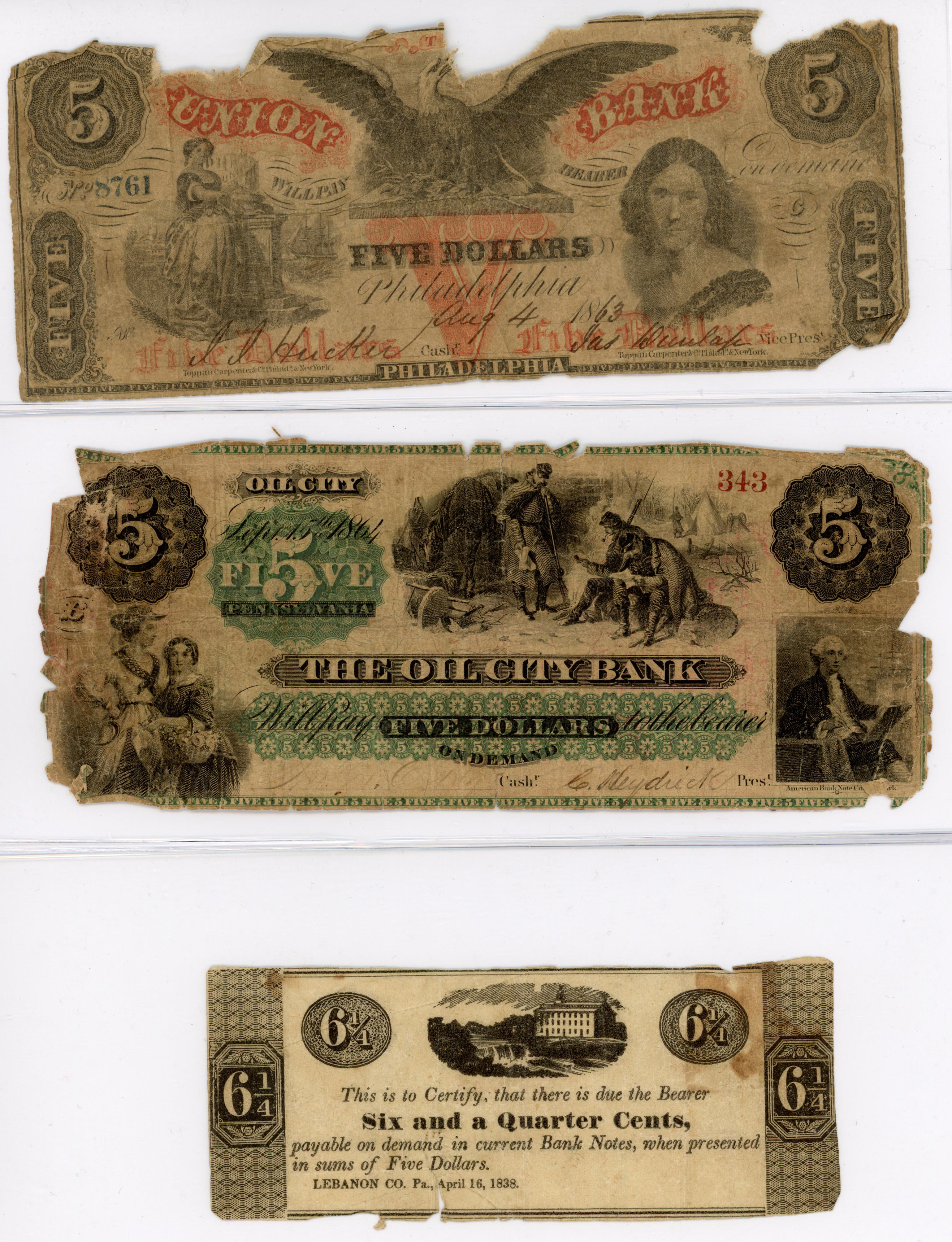 Lot of thirteen (13) Obsolete Banknotes from Pennsylvania. Poor to VF ...