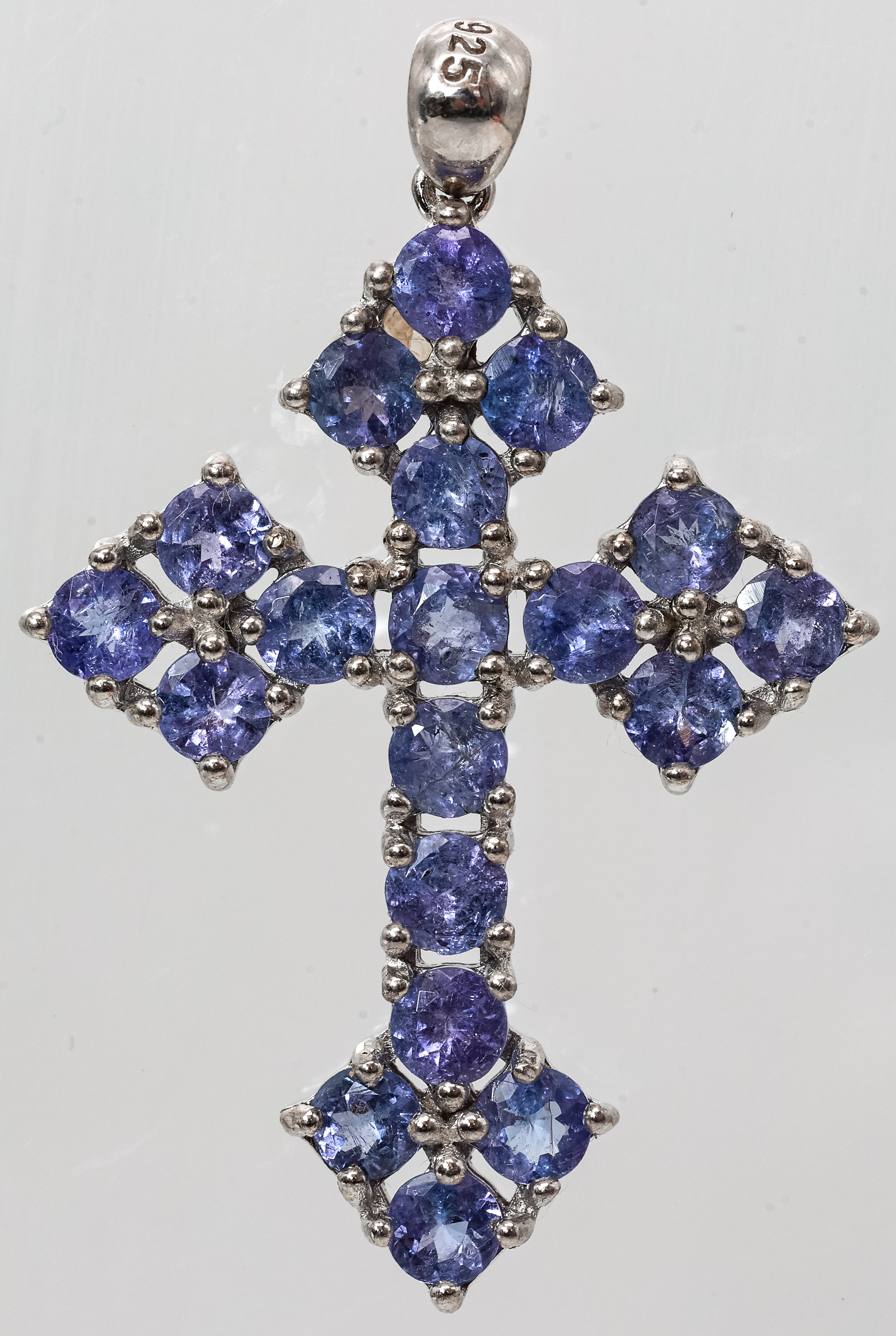 Silver tanzanite cross pendant OldJW Auctioneers