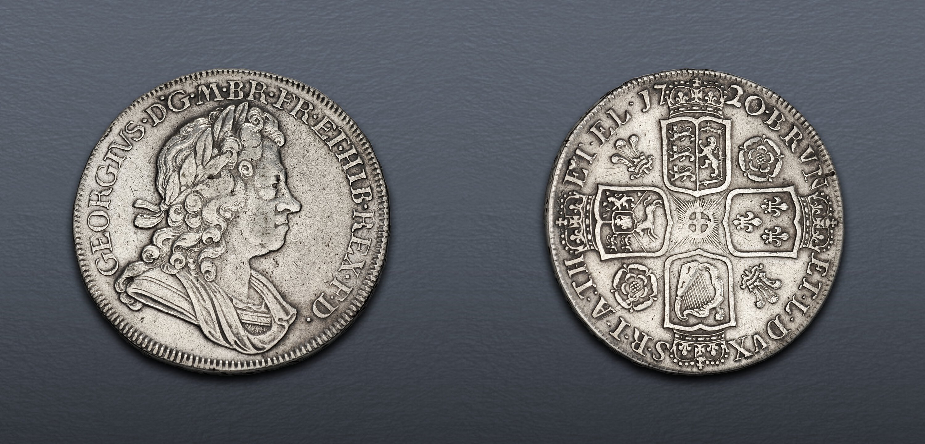 HANOVER. George I. 1714-1727. AR Crown. Dated 1720 and RY SEXTO. Near ...