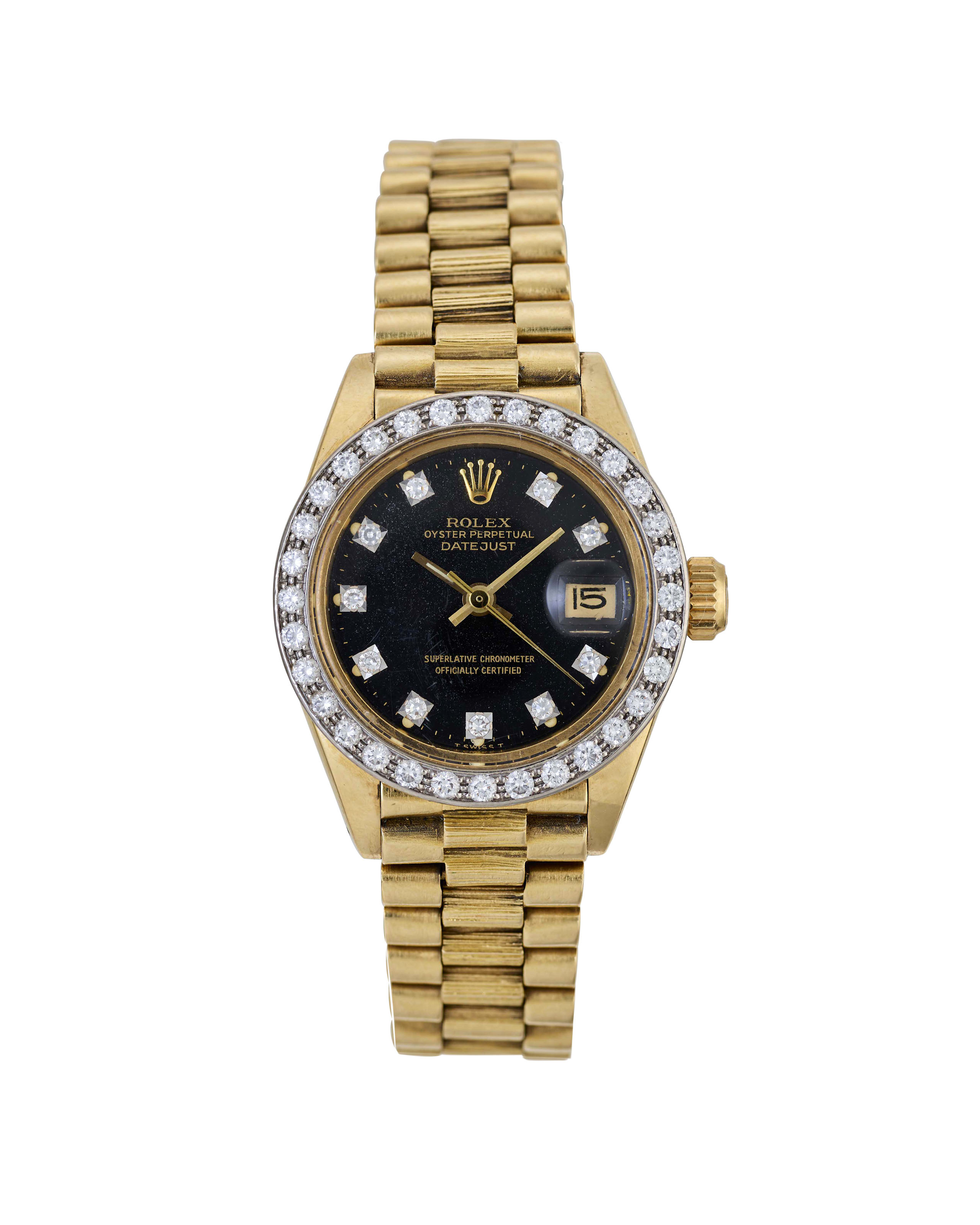 Rolex, Datejust, réf. 6917/6900, montre-bracelet en or 750 avec index ...