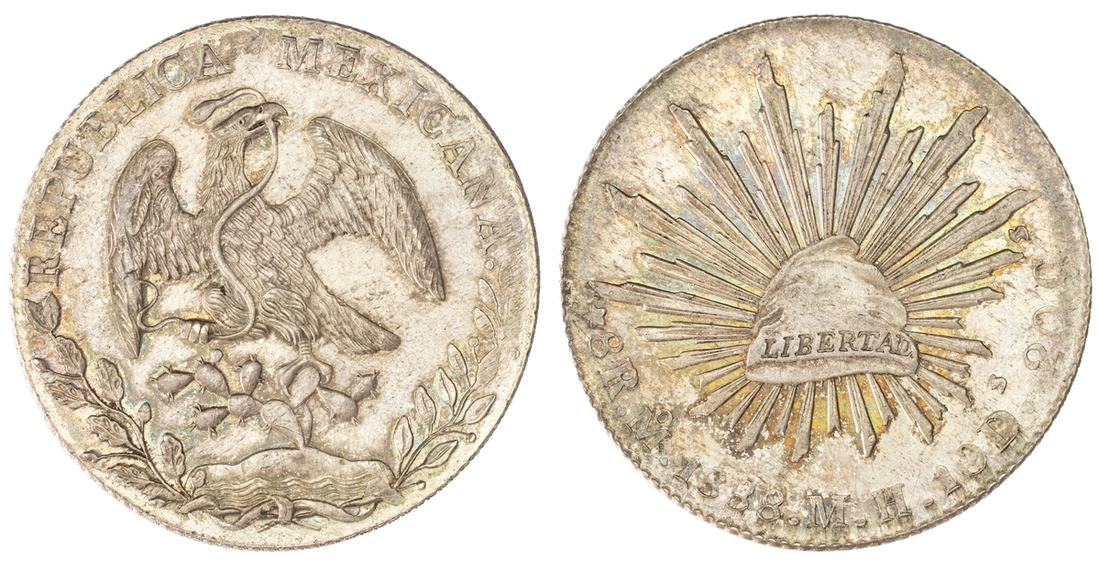Mexico, 8-Reales, 1888, MH, Mexico City, eagle with snake on cactus ...