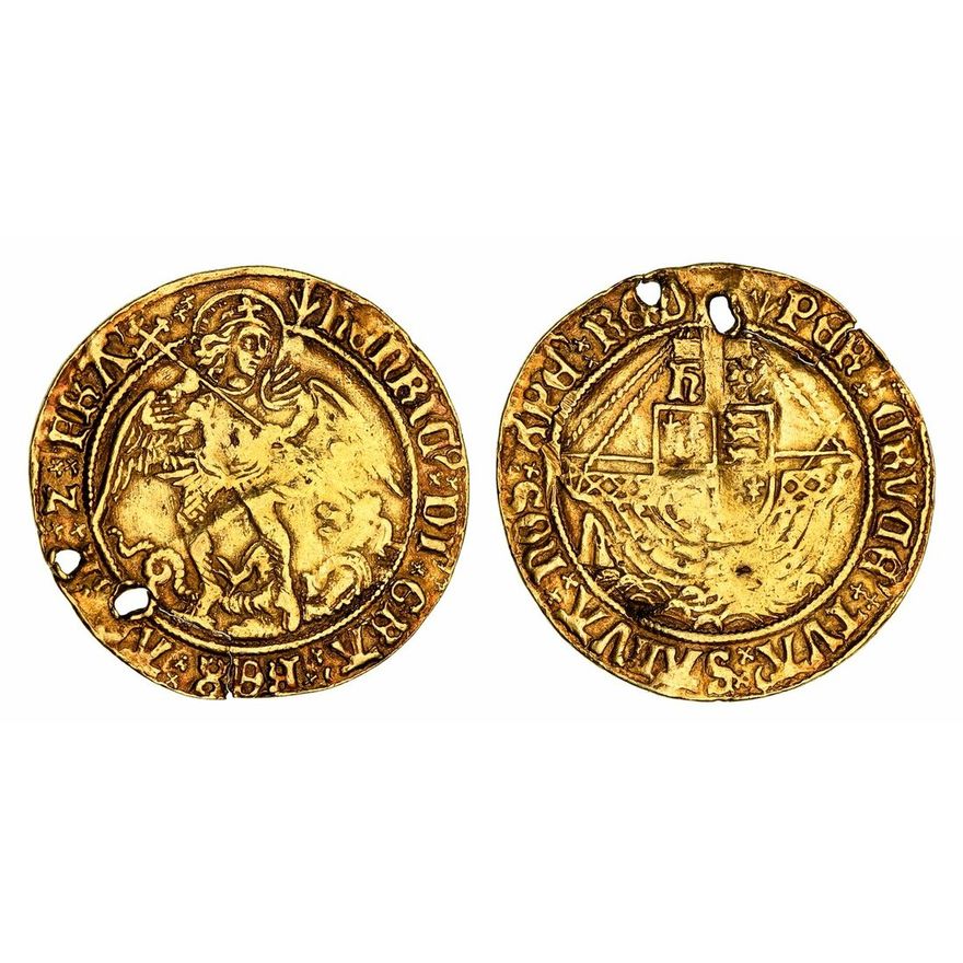 Henry VII (1485-1509), Angel, 1505-1509, Tower, (m.m.) hENRIC ?: DI ...