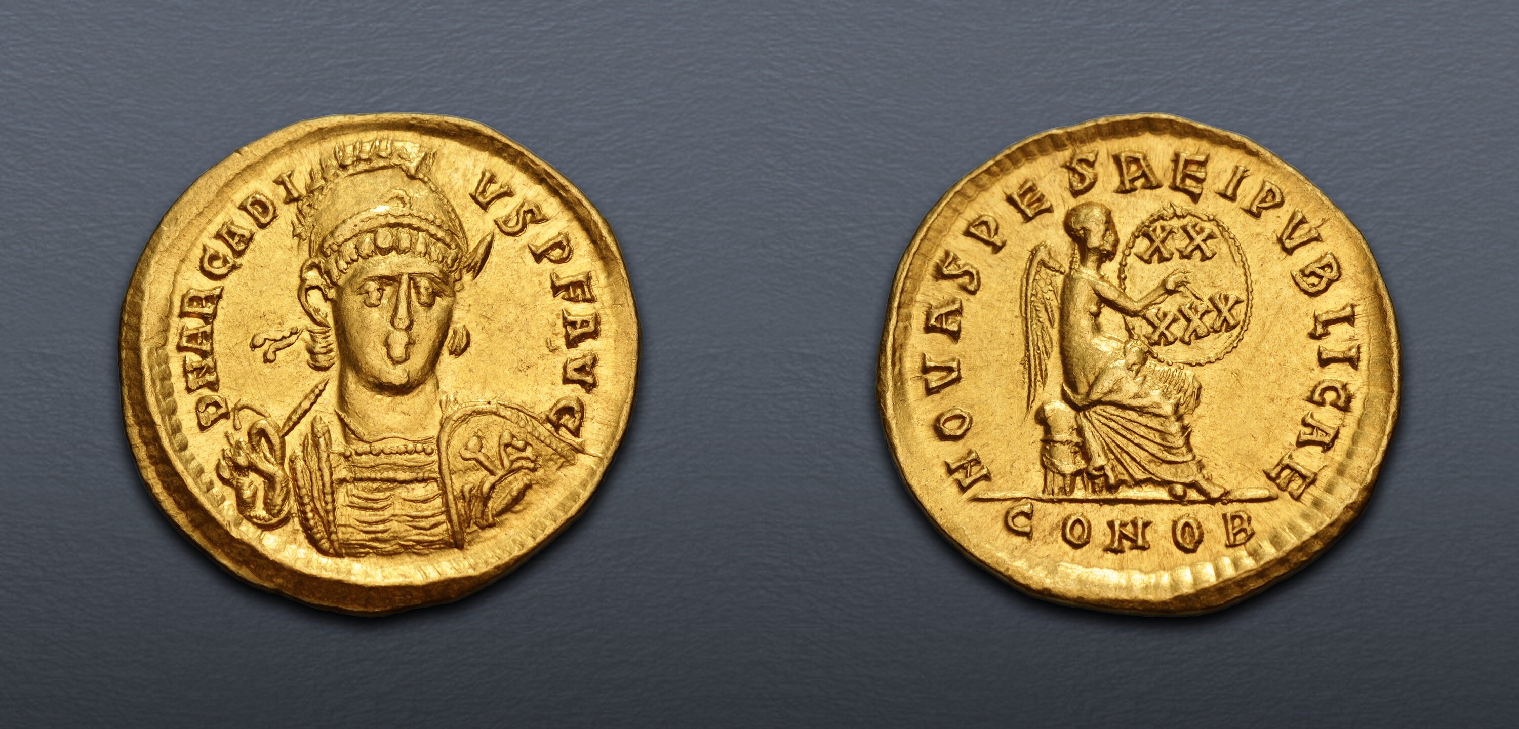 Arcadius. AD 383-408. AV Solidus (19.5mm, 4.47 g, 6h). Constantinople ...