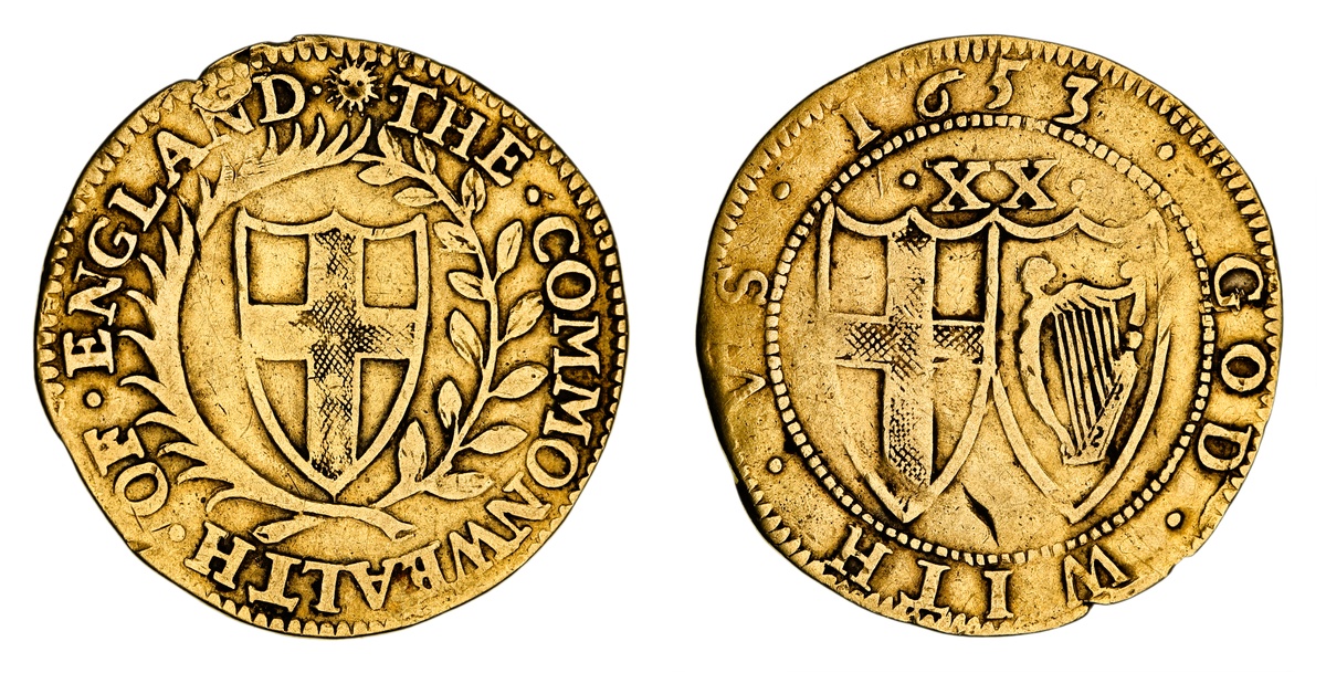 Commonwealth (1649-1660), Gold Unite, 1653, Tower, (i.m.) • THE ...