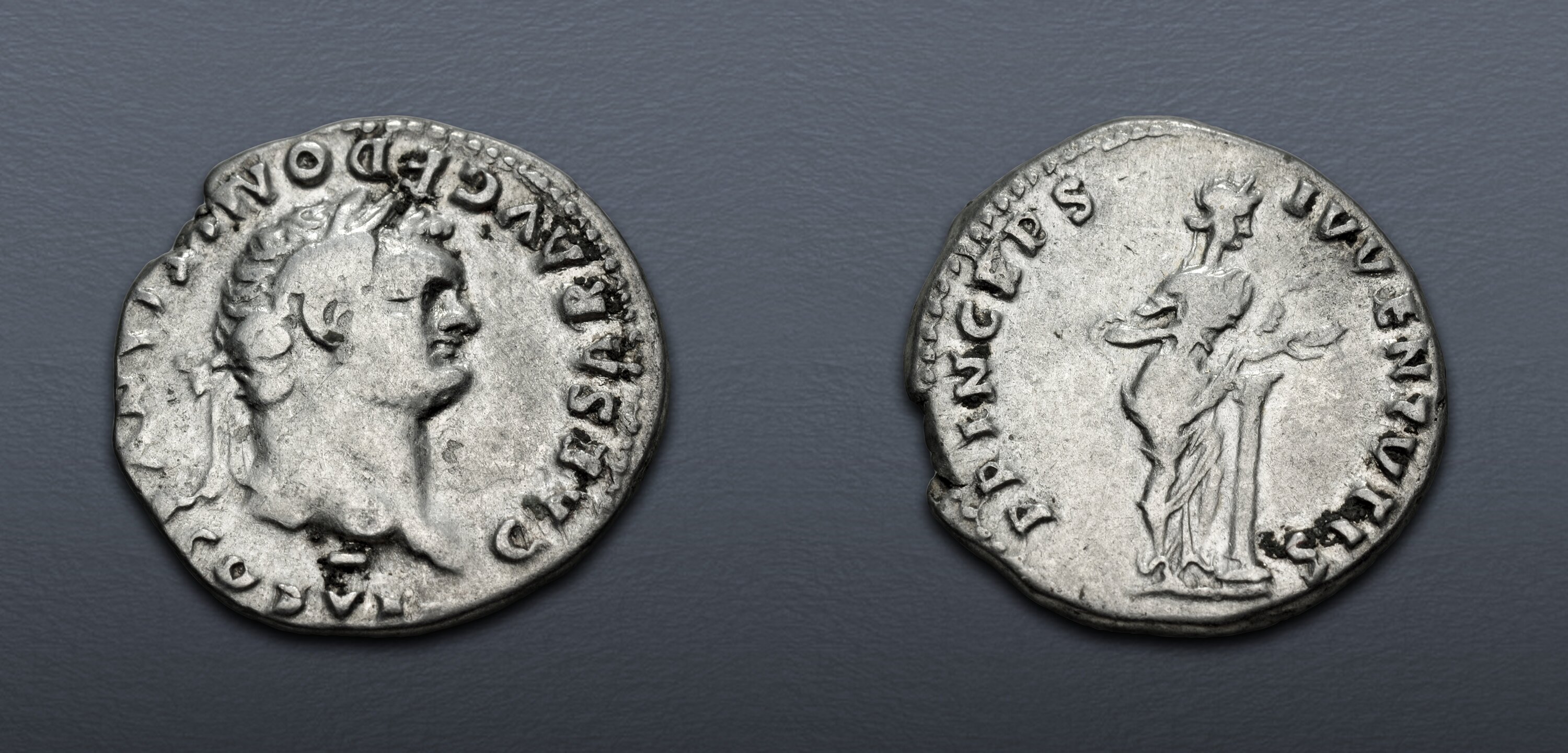 Domitian. As Caesar, AD 69-81. AR Denarius (19mm, 3.41 g, 5h). Rome ...