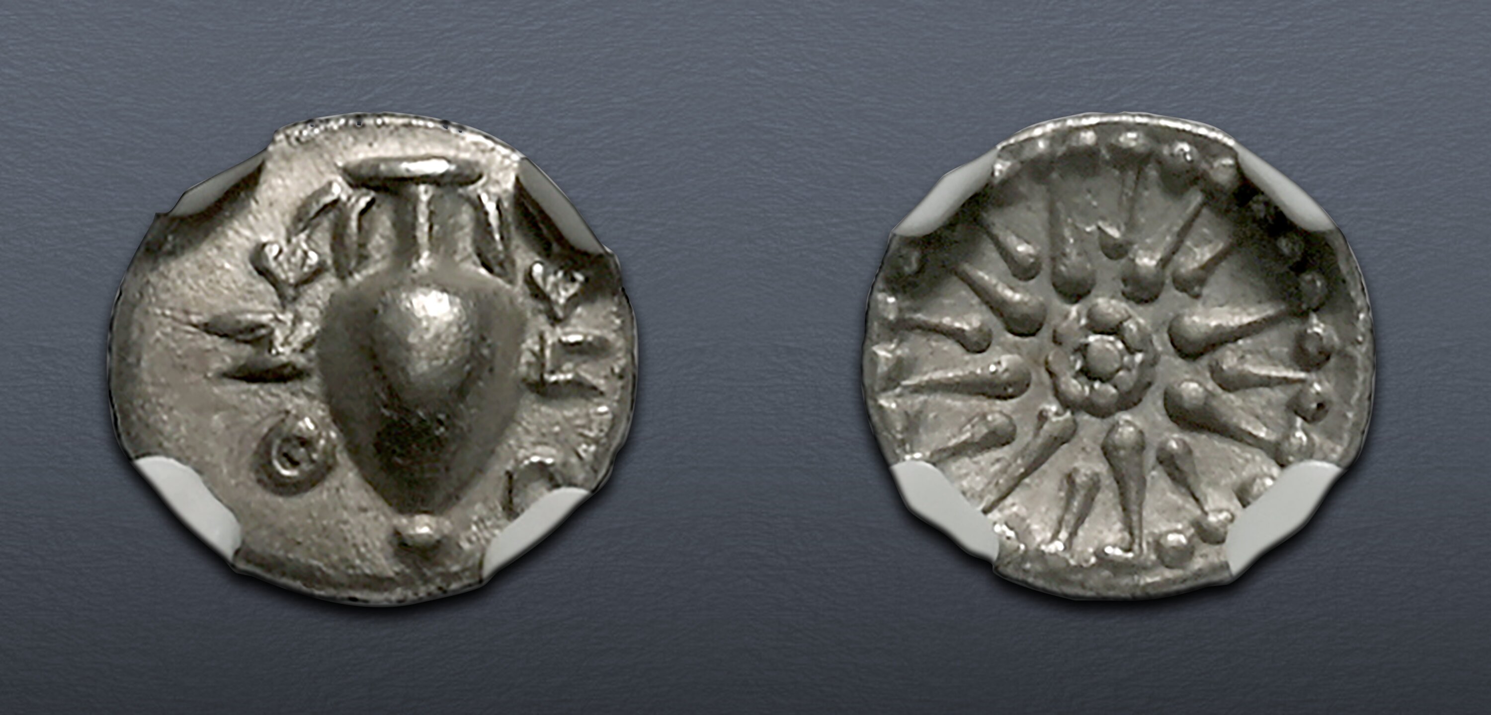 LOKRIS, Lokri Opuntii. Circa 375-350 BC. AR Obol (11.5mm, 0.77 g). NGC ...