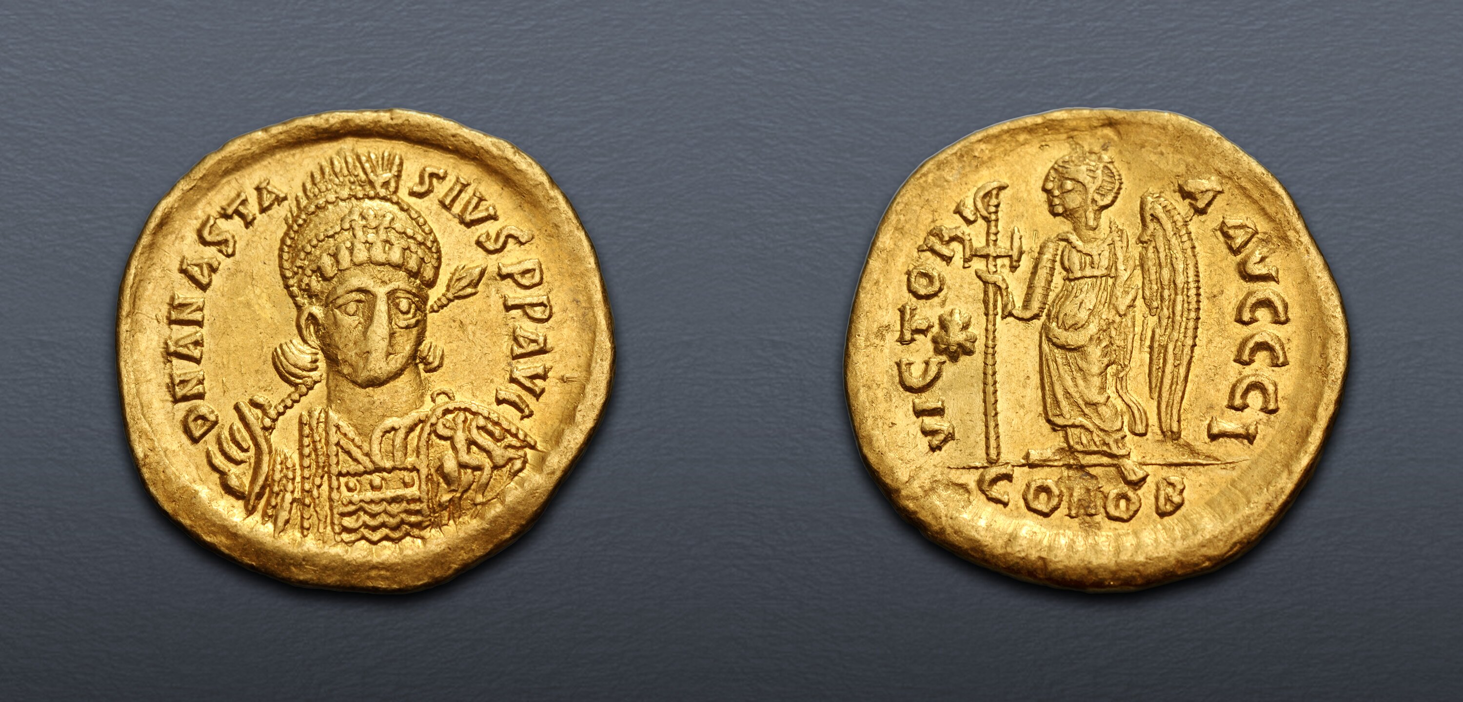 Anastasius I. 491-518. AV Solidus (20.5mm, 4.37 g, 6h). Constantinople ...