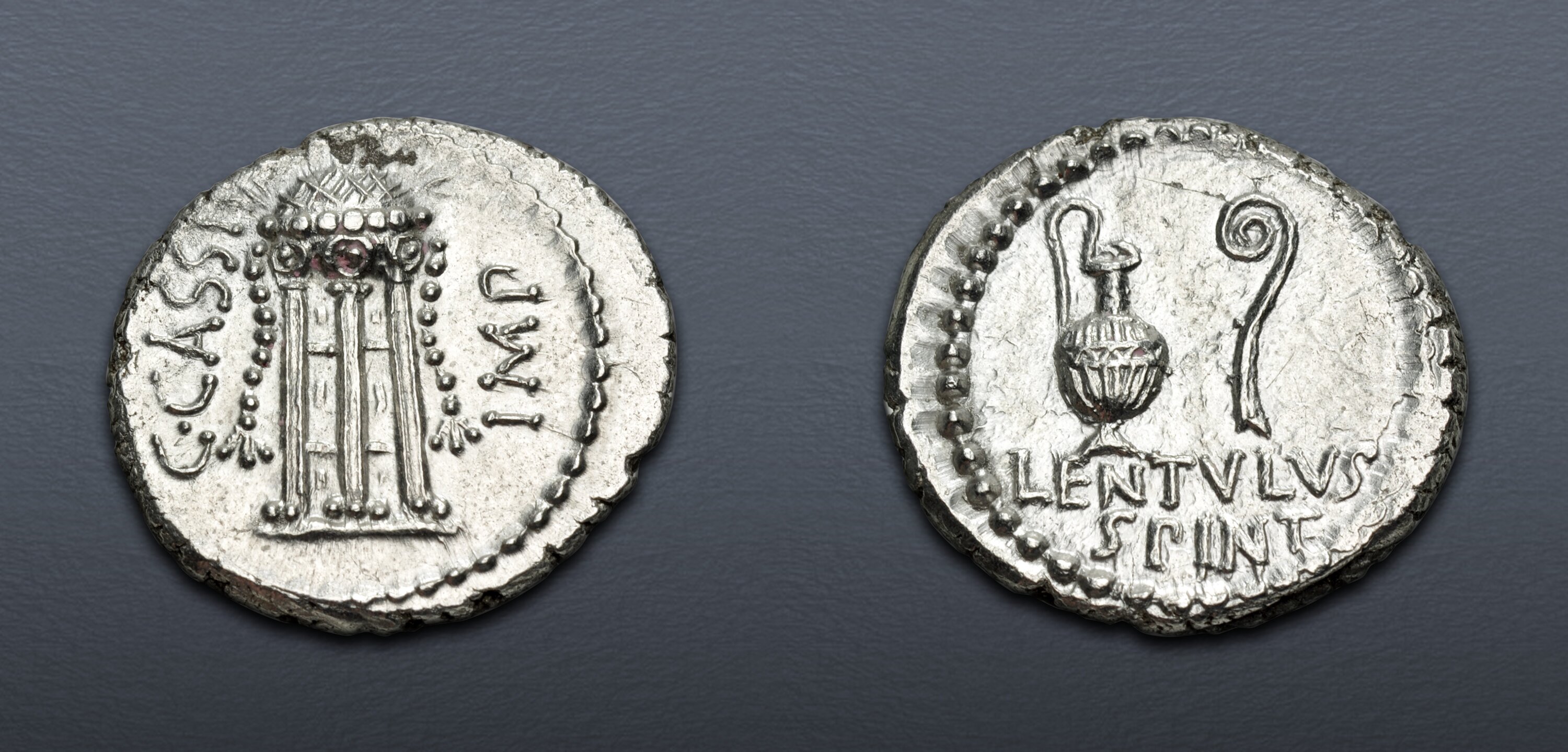 The Republicans. C. Cassius Longinus. Spring 42 BC. AR Denarius (13mm ...
