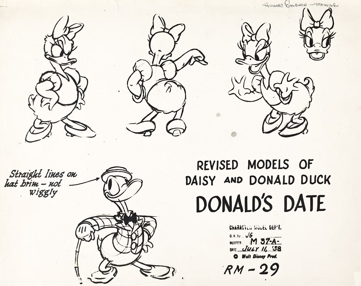 DISNEY STUDIOS Daisy Duck animation drawing and model sheet. | Swann ...