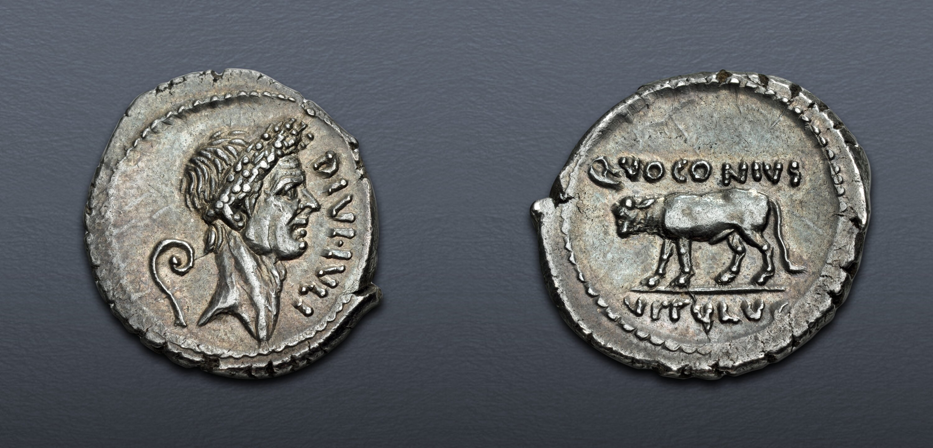 The Caesarians. Divus Julius Caesar. 40 BC. AR Denarius (19mm, 4.11 g ...